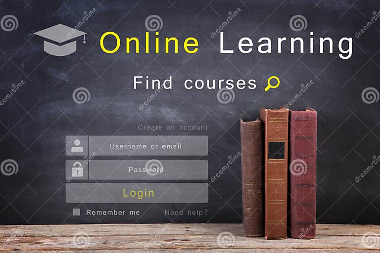 E - Learning Concept, Online Education Login or Registration Screen ...