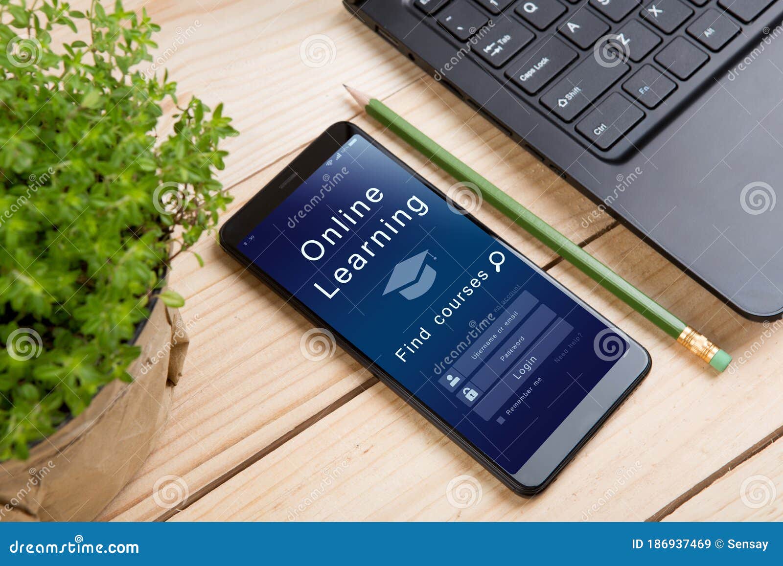 E - Learning Concept, Online Education Login or Registration Screen ...