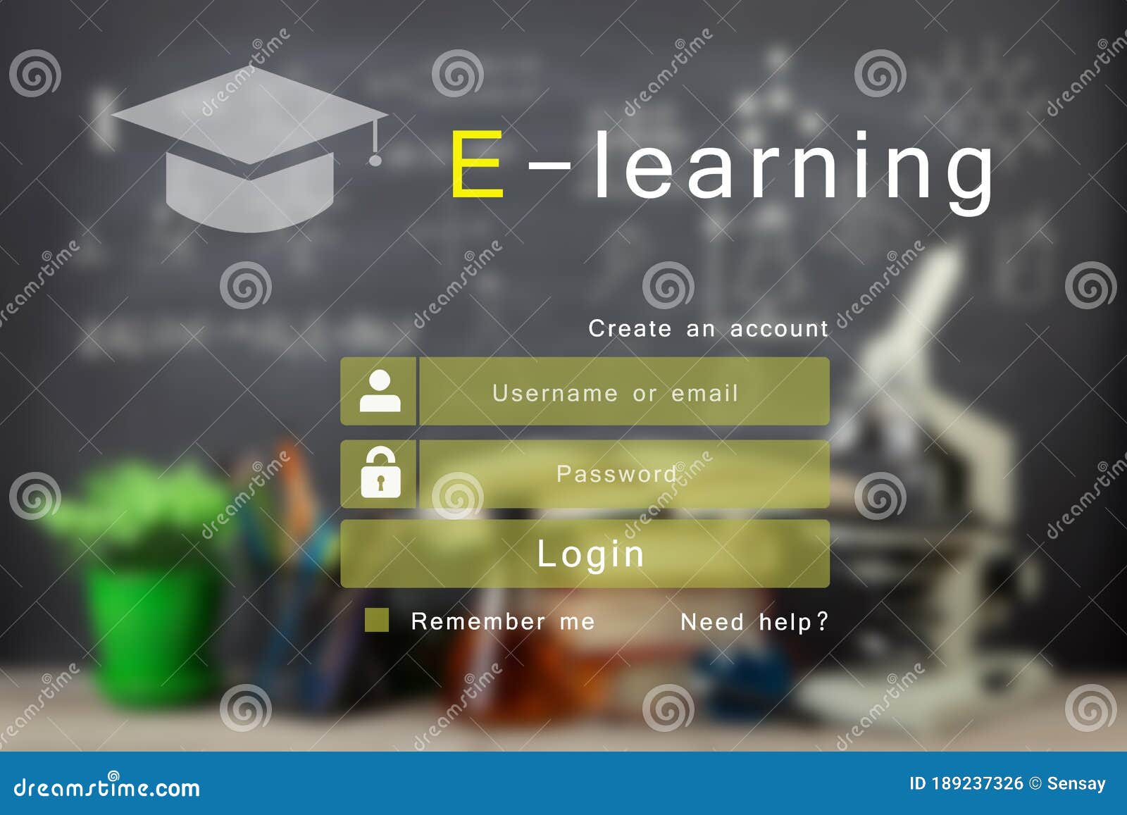 E - Learning Concept, Online Education Login or Registration Screen ...