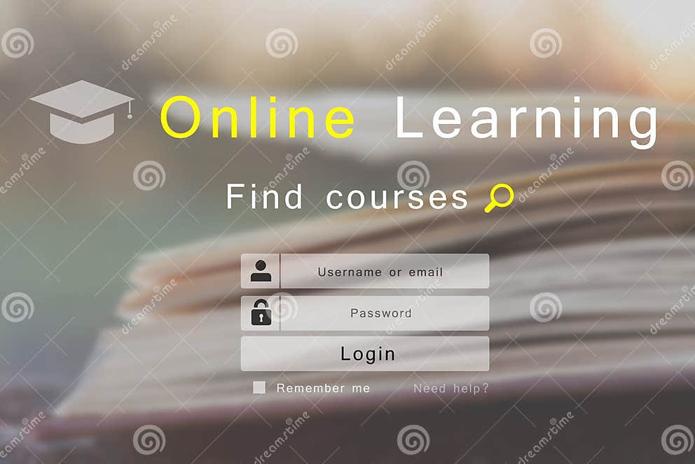 E - Learning Concept, Online Education Login or Registration Screen ...