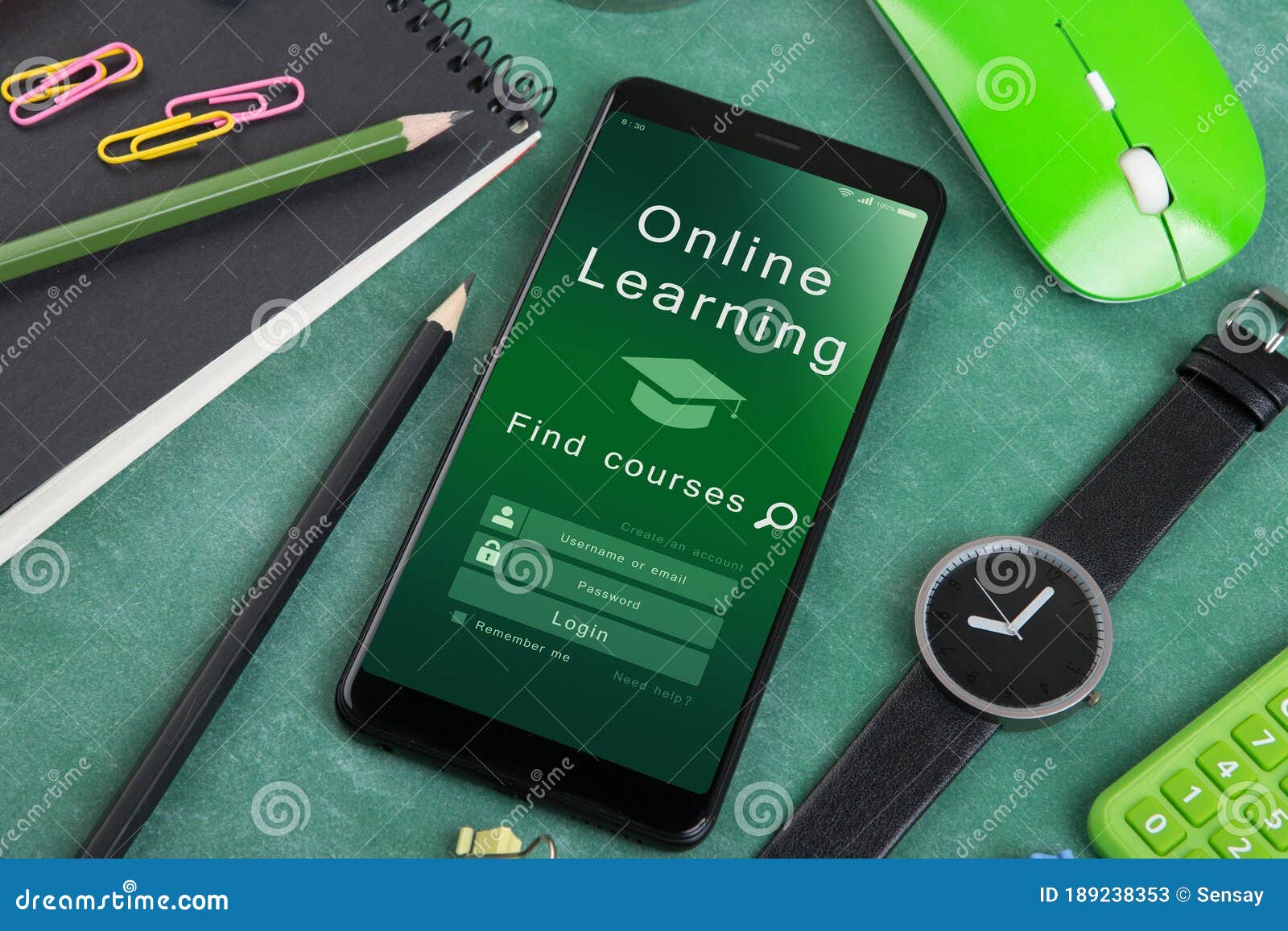 E - Learning Concept, Online Education Login or Registration Screen ...