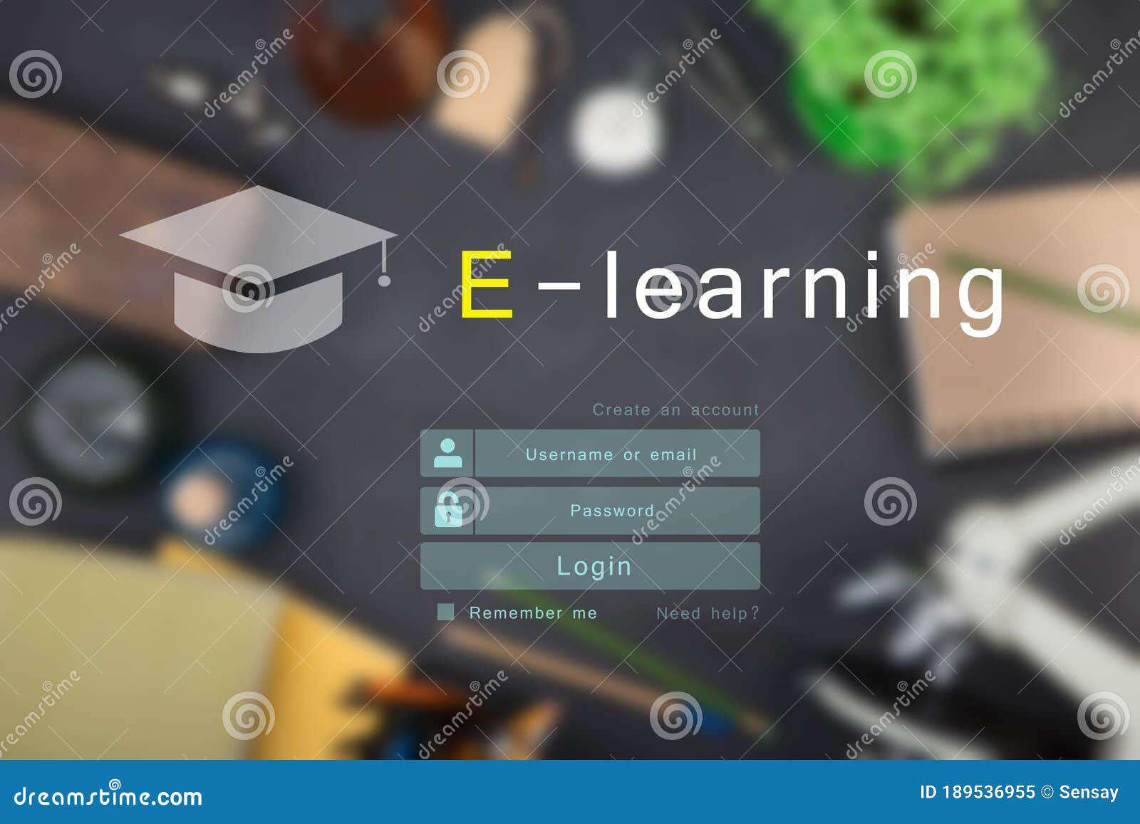 E - Learning Concept, Online Education Login or Registration Screen ...