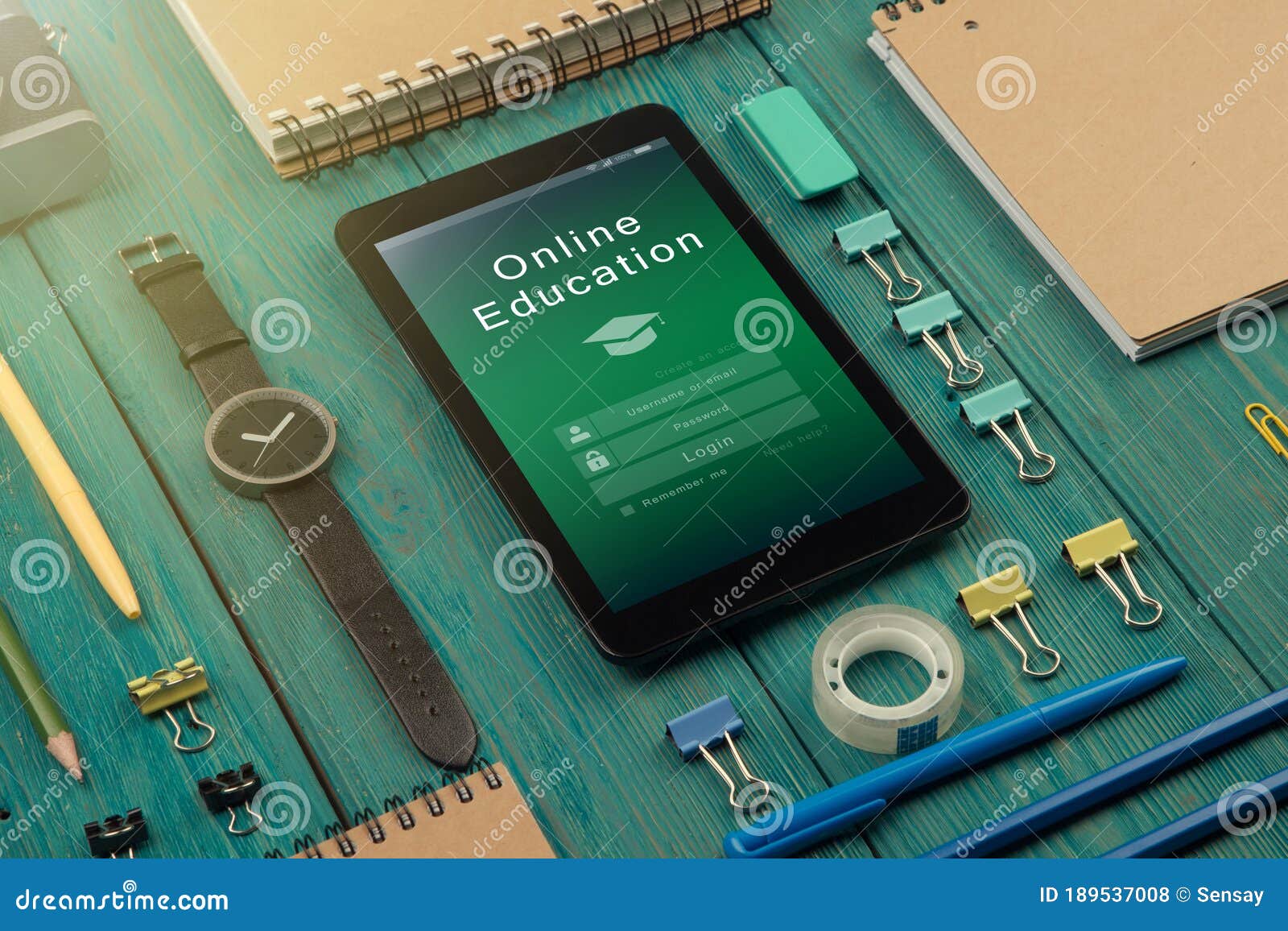 E - Learning Concept, Online Education Login or Registration Screen ...