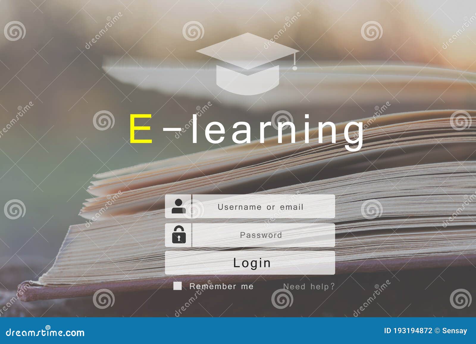 E - Learning Concept, Online Education Login or Registration Screen ...