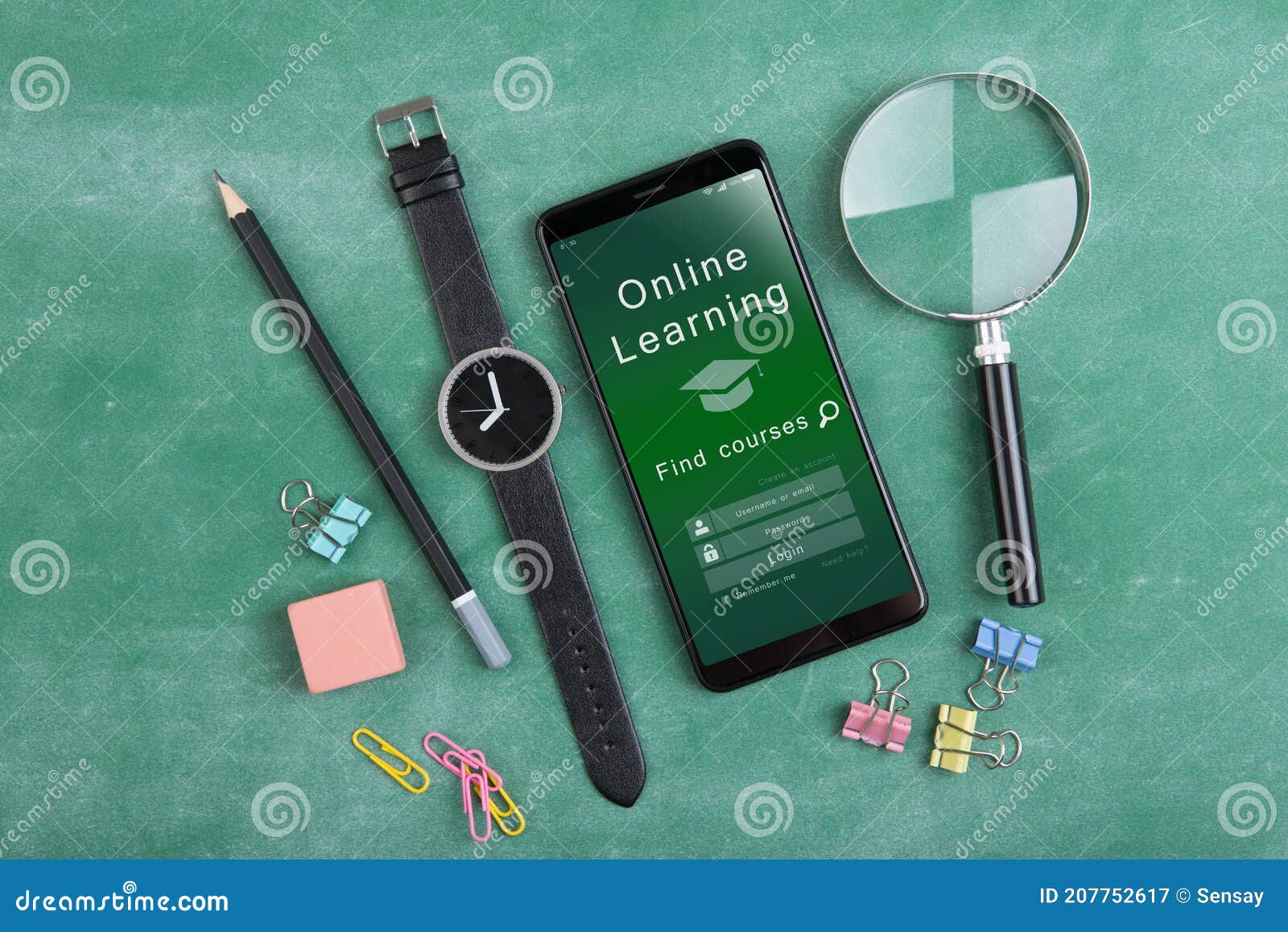 E - Learning Concept, Online Education Login or Registration Screen ...