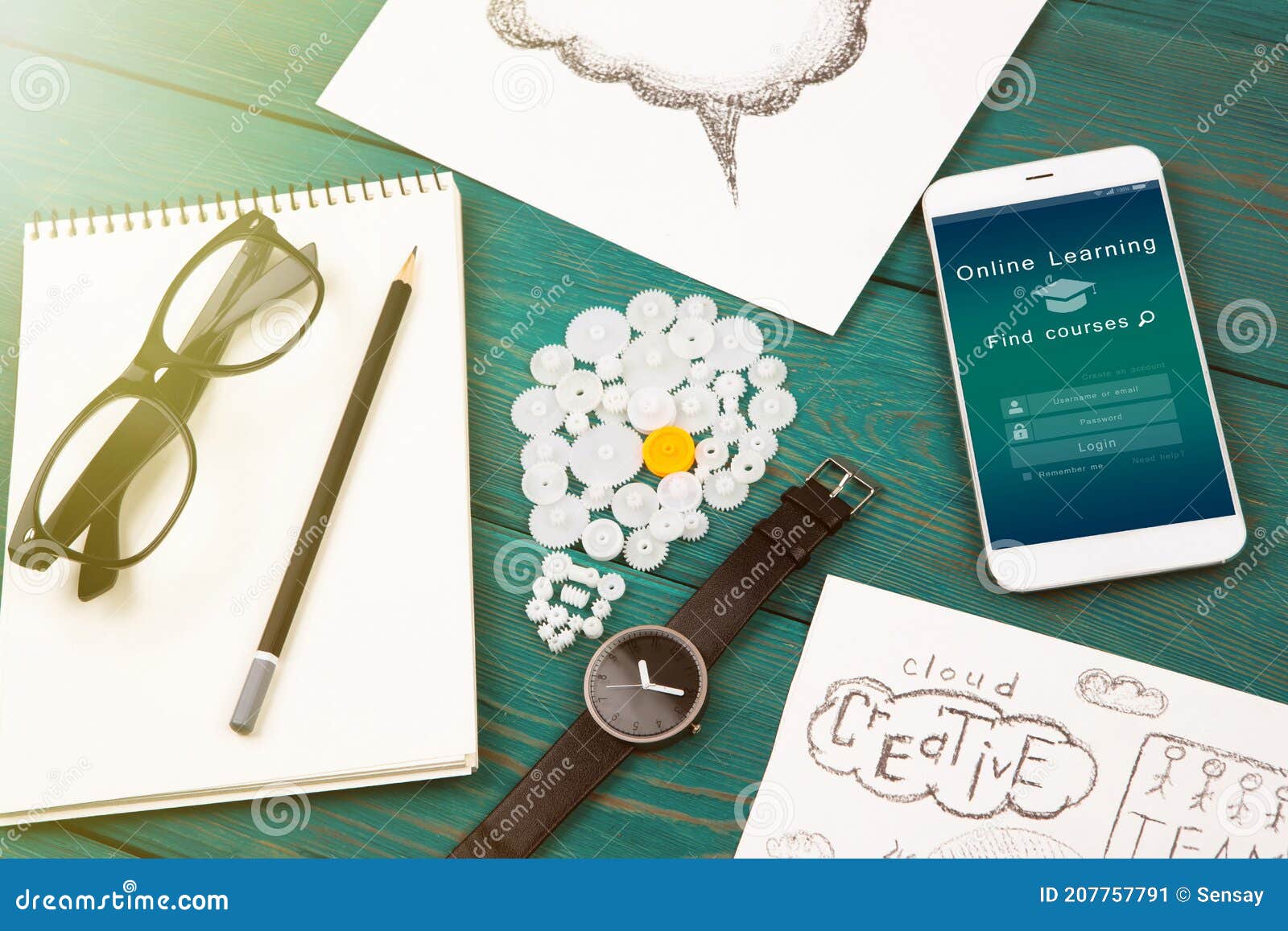 E - Learning Concept, Online Education Login or Registration Screen ...