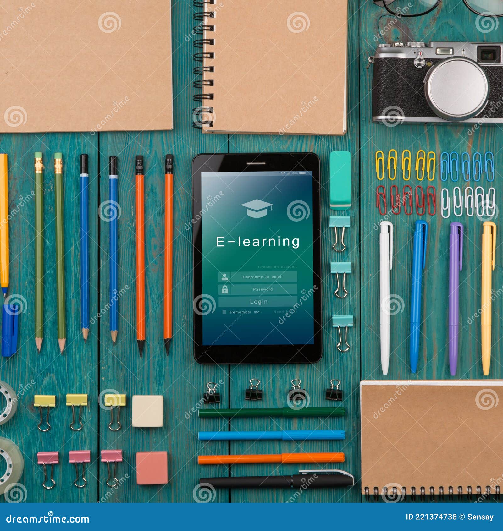 E - Learning Concept, Online Education Login or Registration Screen ...