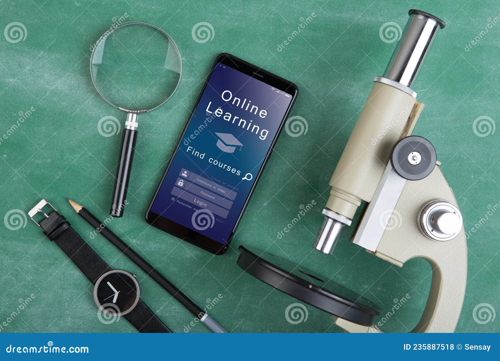 E - Learning Concept, Online Education Login or Registration Screen ...