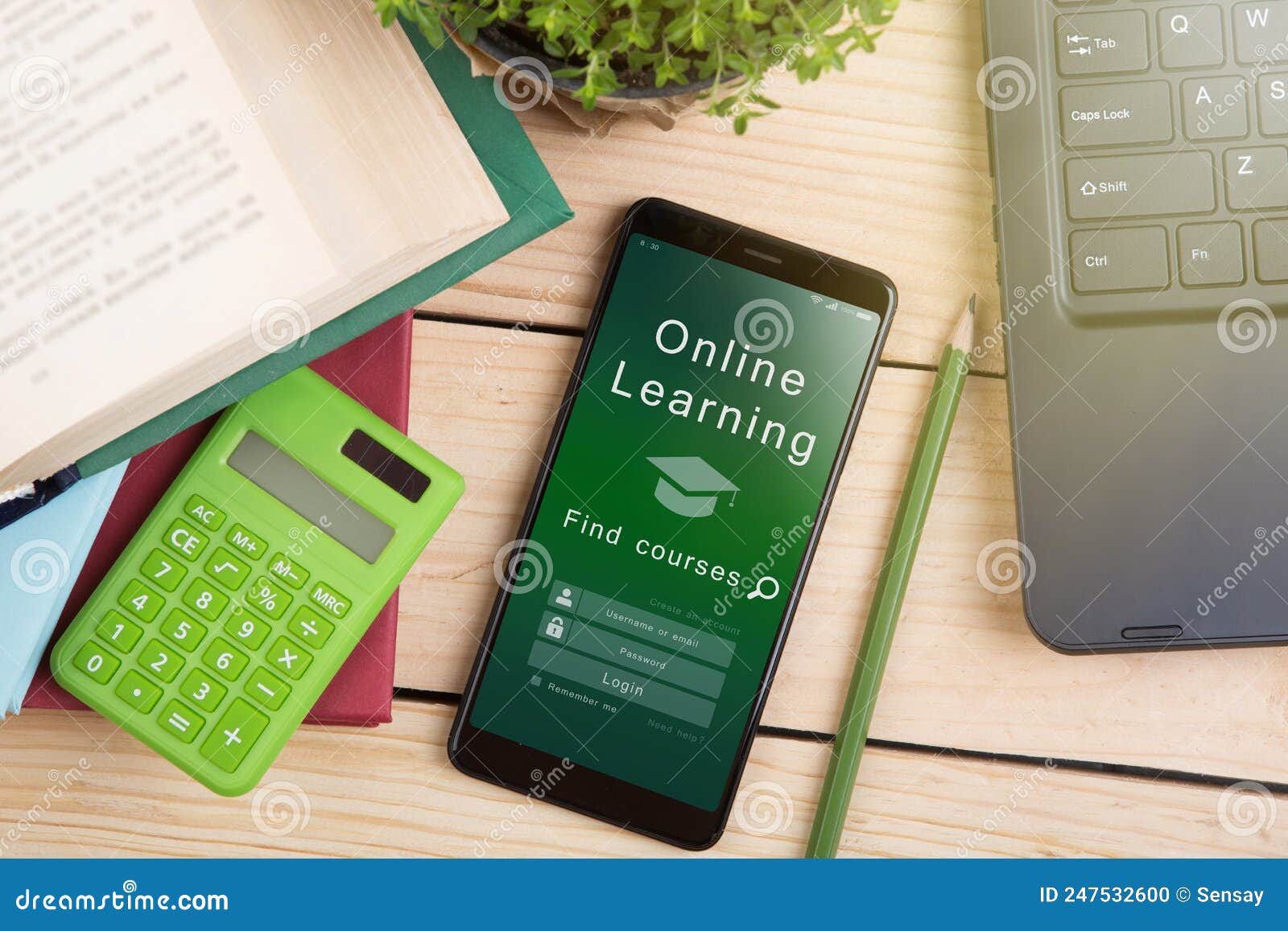 E - Learning Concept, Online Education Login or Registration Screen ...