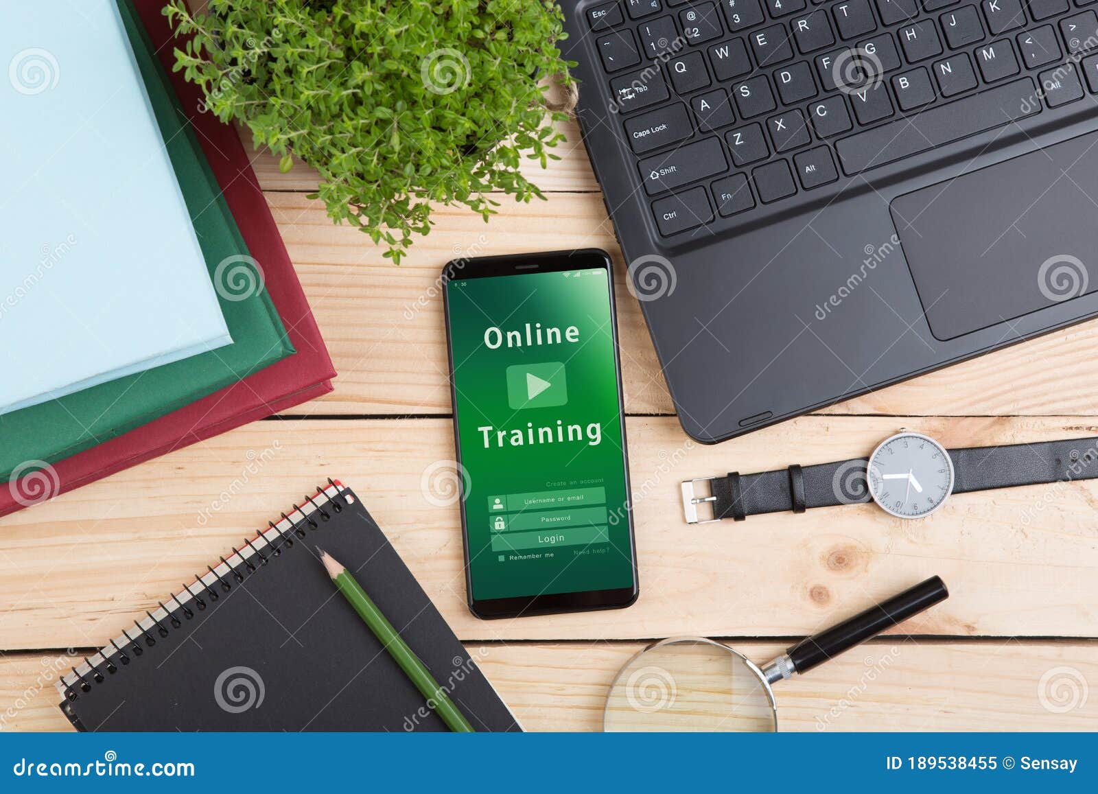 E - Learning Concept, Online Training Login or Registration Screen ...