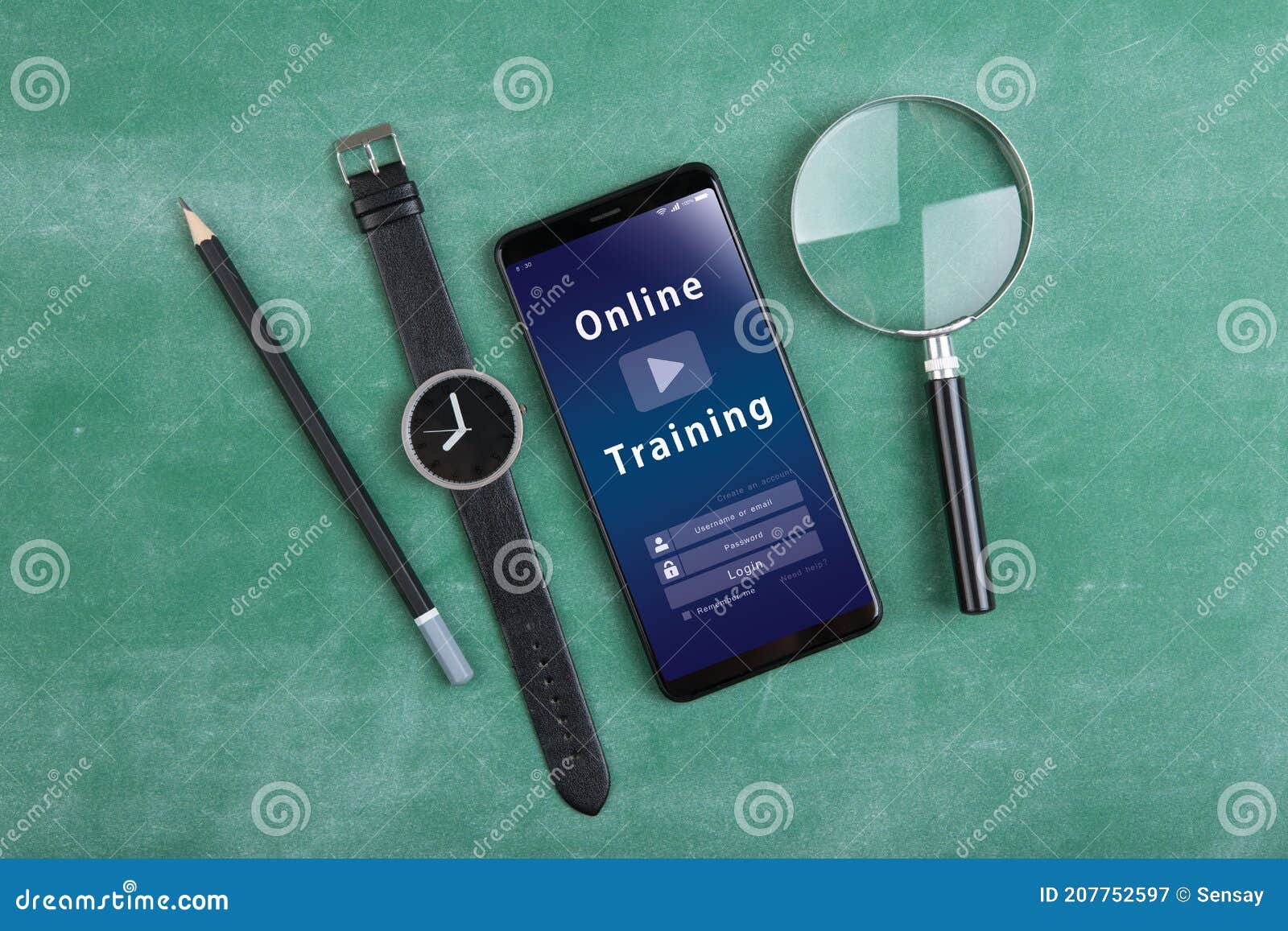 E - Learning Concept, Online Training Login or Registration Screen ...