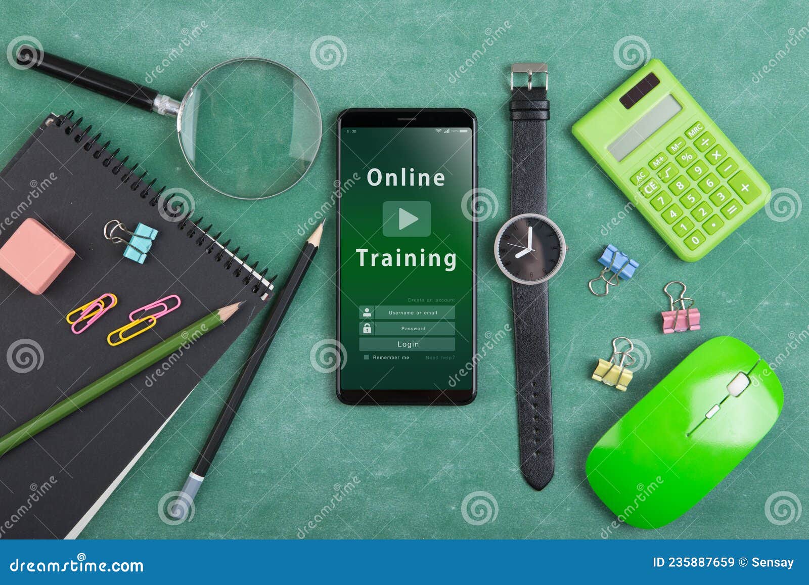 E - Learning Concept, Online Training Login or Registration Screen ...
