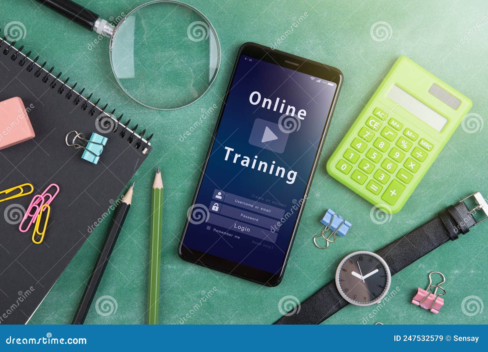 E - Learning Concept, Online Training Login or Registration Screen ...