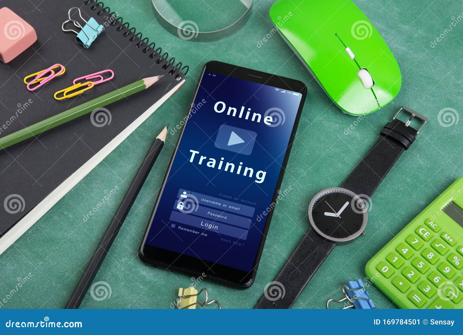 E - Learning Concept, Online Training Login or Registration Screen ...