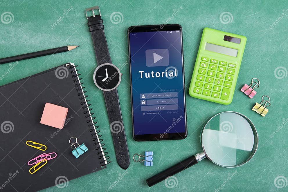 E - Learning Concept, Online Tutorial Login or Registration Screen ...