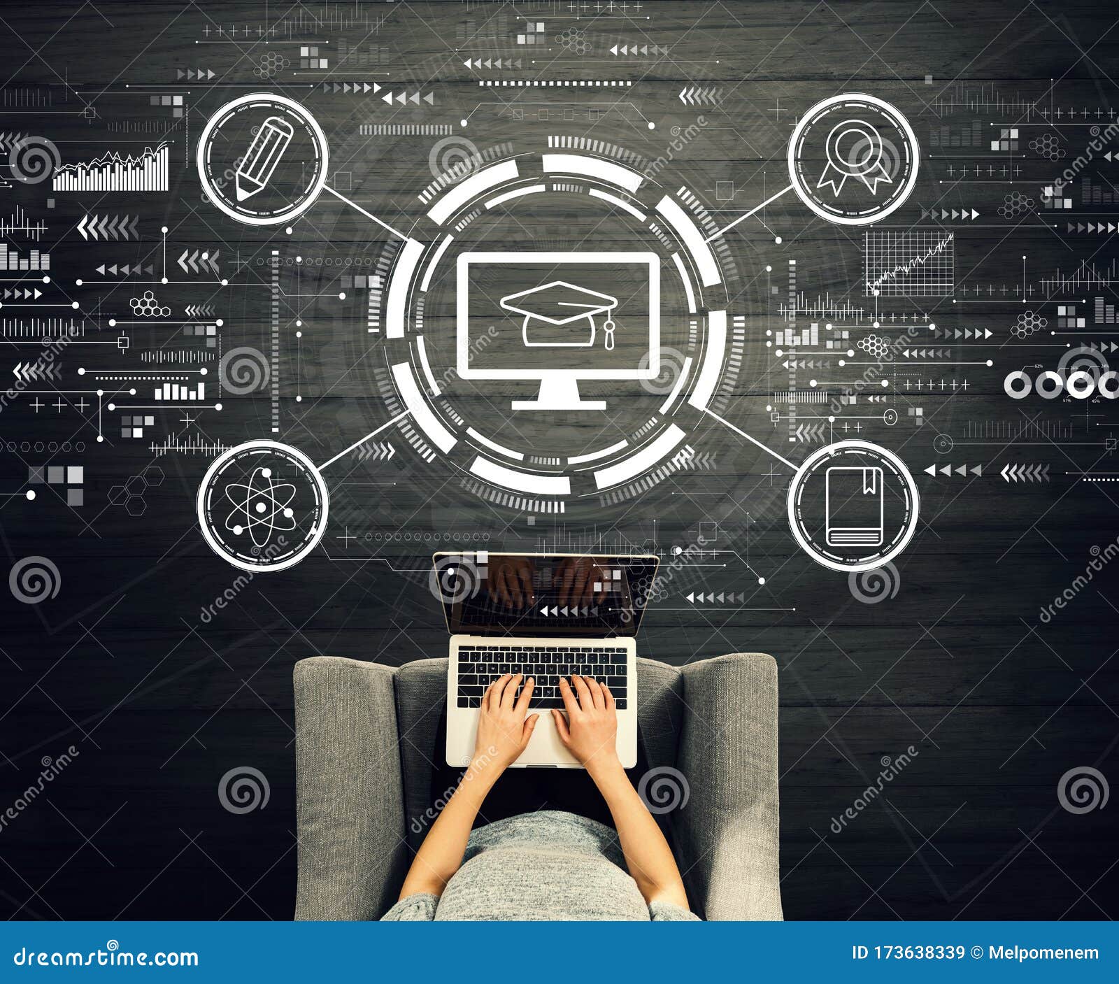 E-learning Concept with Person Using a Laptop Stock Image - Image of ...