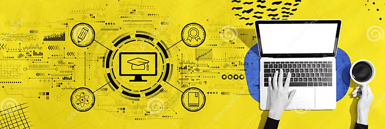 E-learning Concept with Person Using a Laptop Stock Image - Image of ...