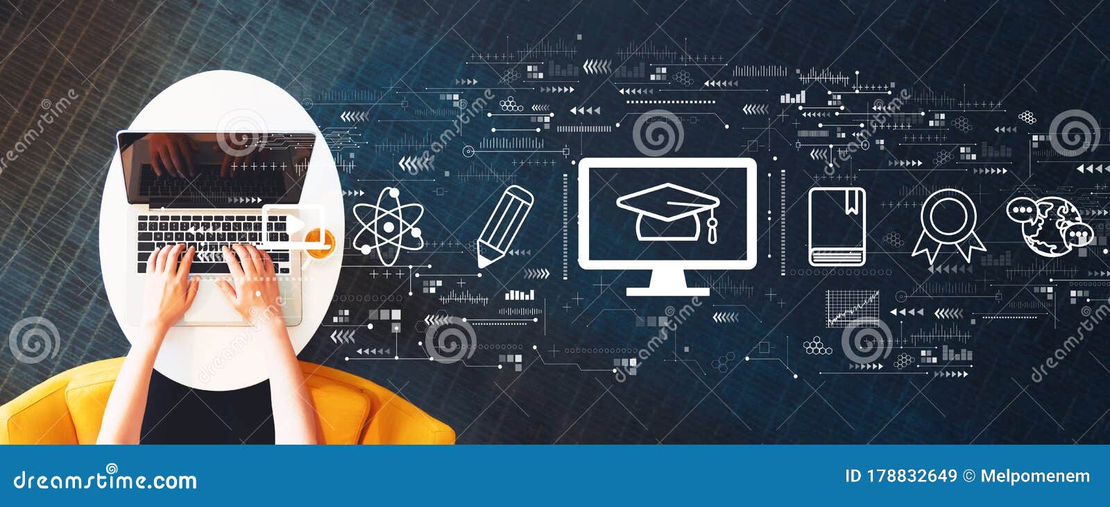 E-learning Concept with Person Using a Laptop Stock Image - Image of ...