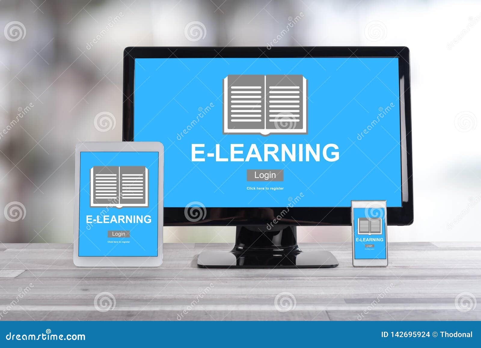 E-learning Concept on Different Devices Stock Photo - Image of business ...