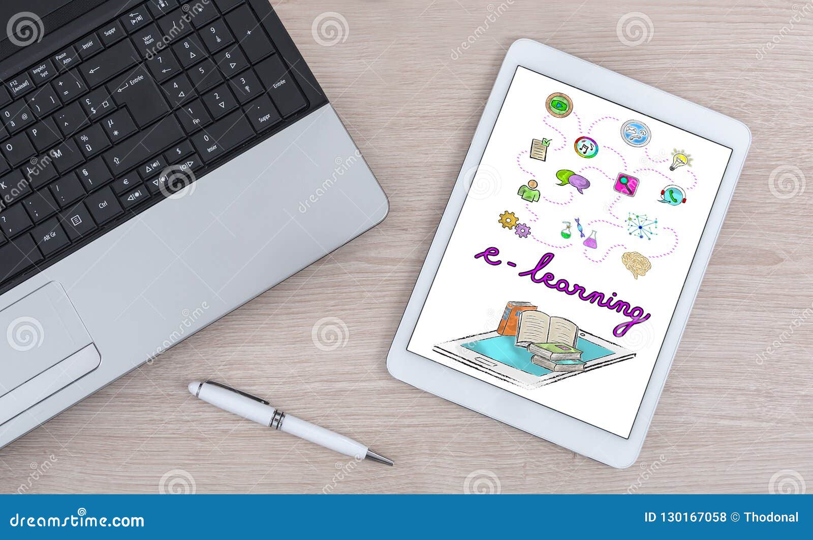 E-learning Concept on a Digital Tablet Stock Photo - Image of online ...