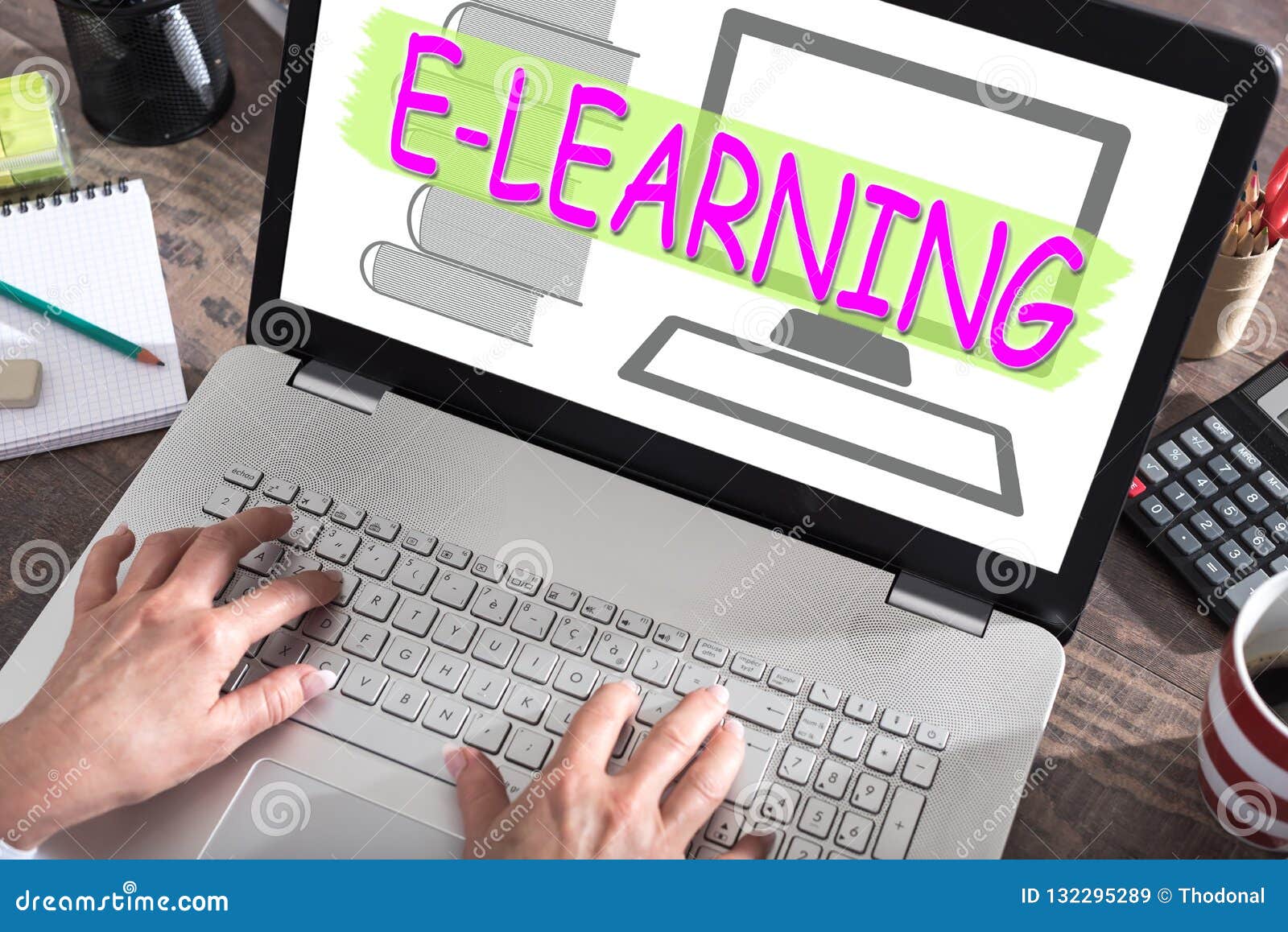 E-learning Concept on a Laptop Screen Stock Image - Image of network ...