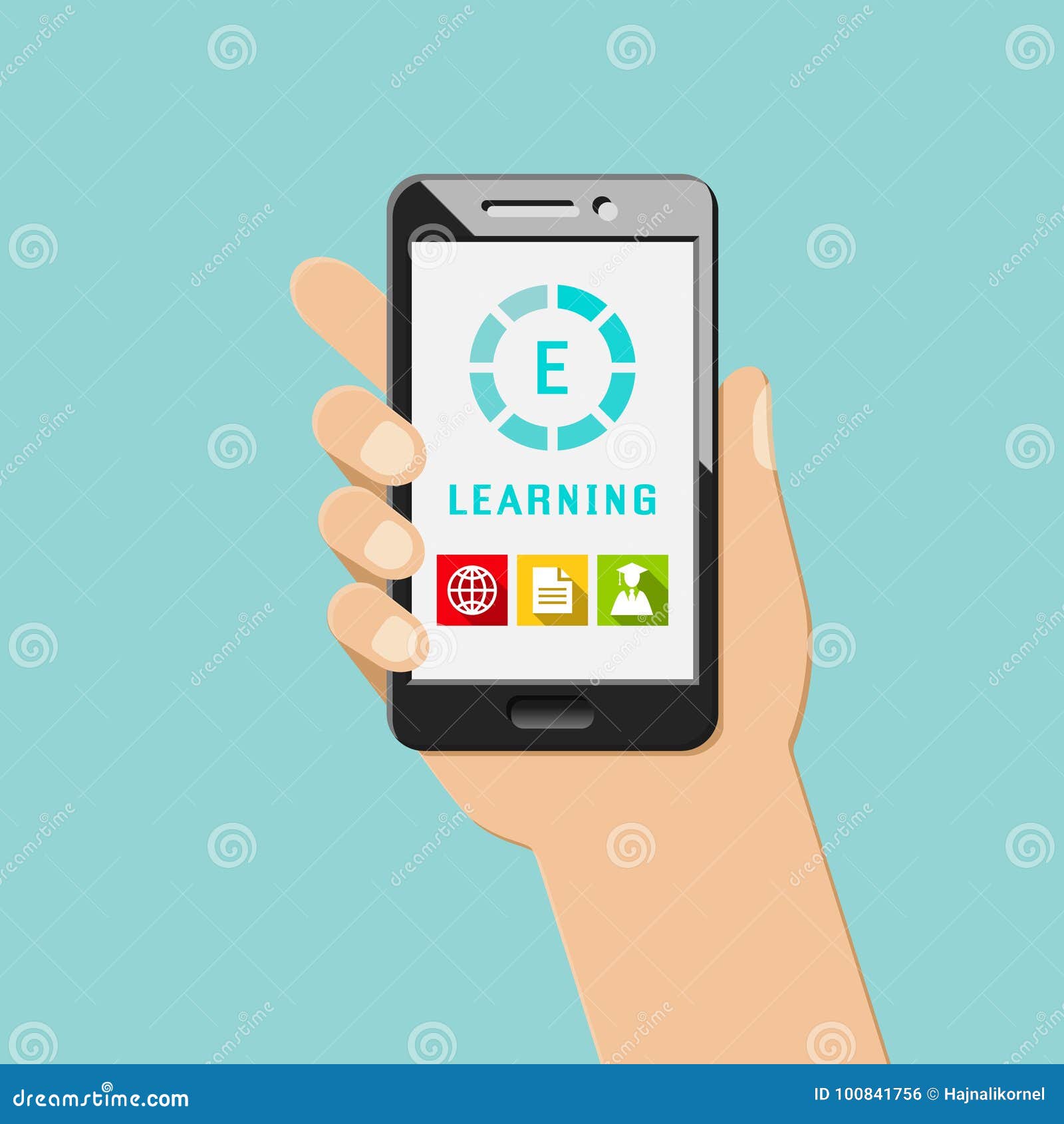 E-learning Concept with Smartphone Stock Vector - Illustration of ...