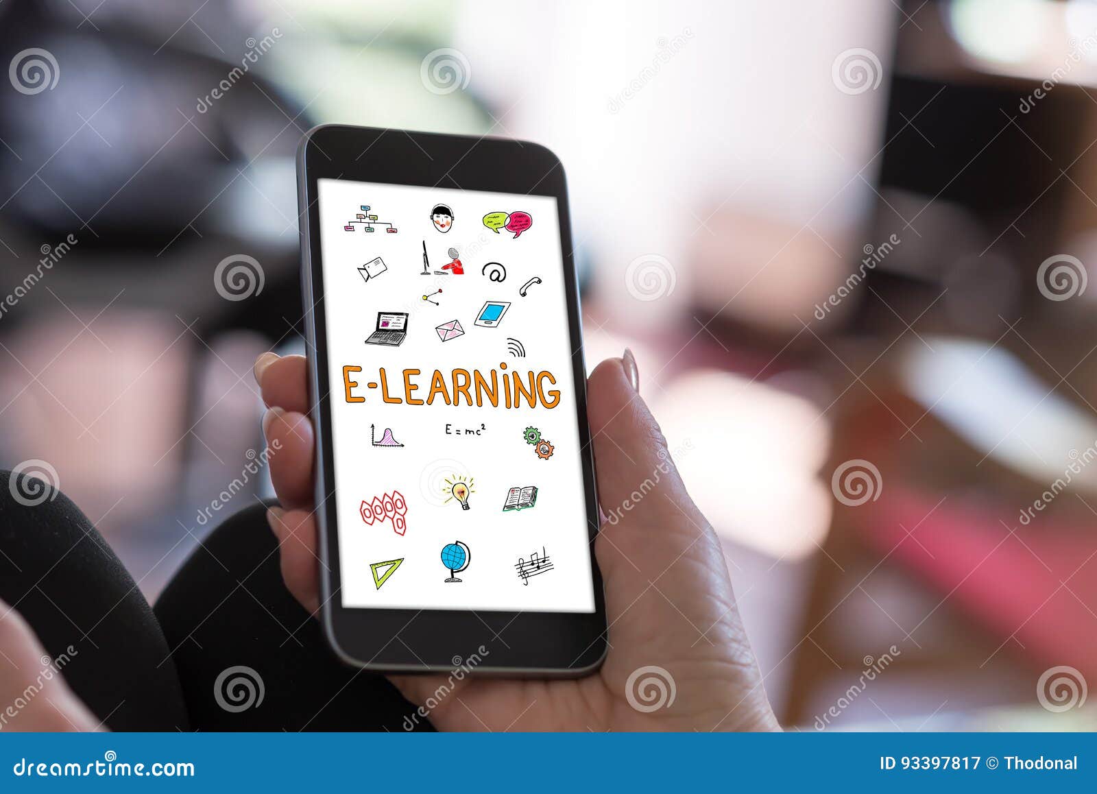 E-learning Concept on a Smartphone Stock Image - Image of computer ...
