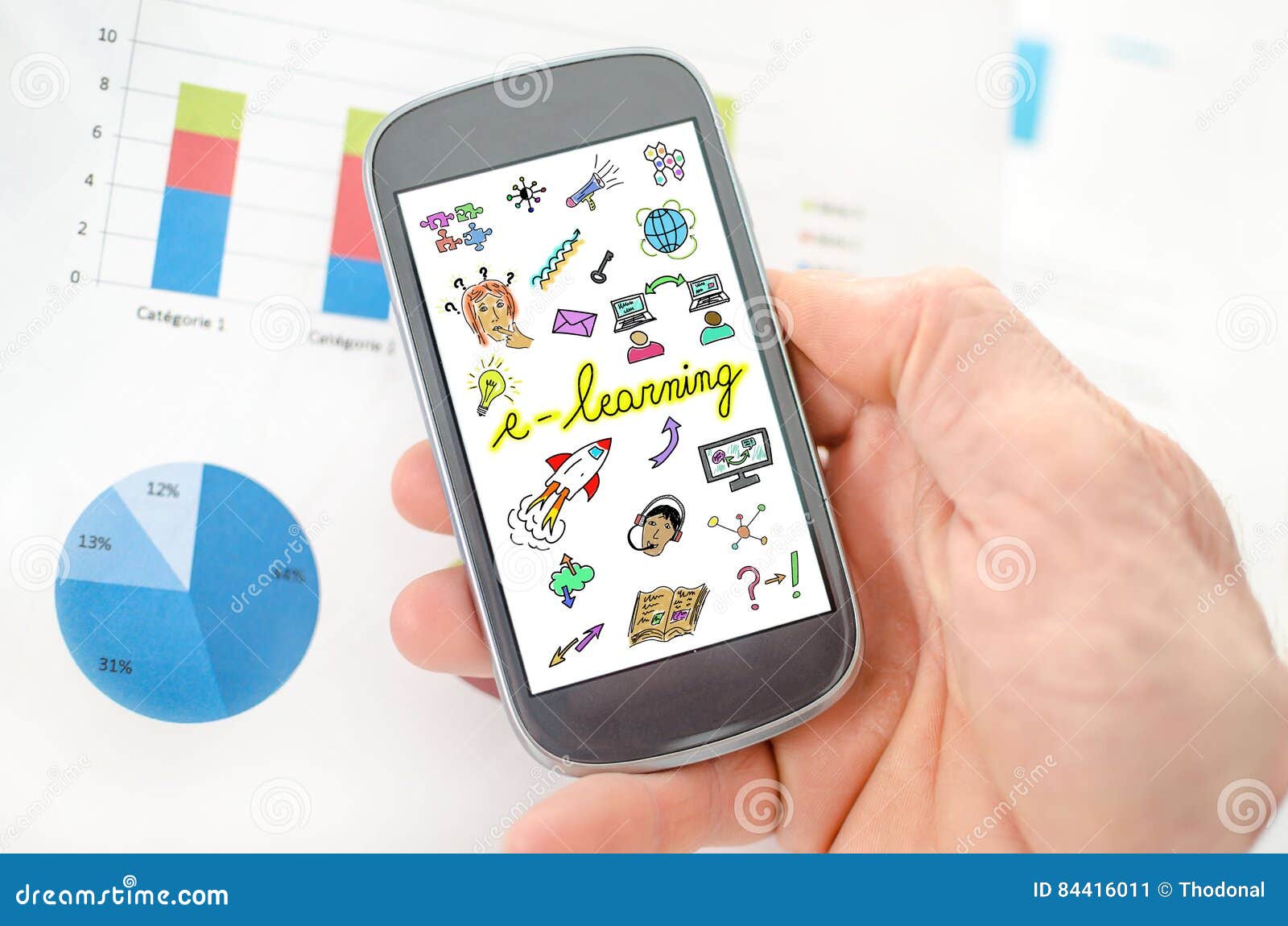 E-learning Concept on a Smartphone Stock Image - Image of school ...