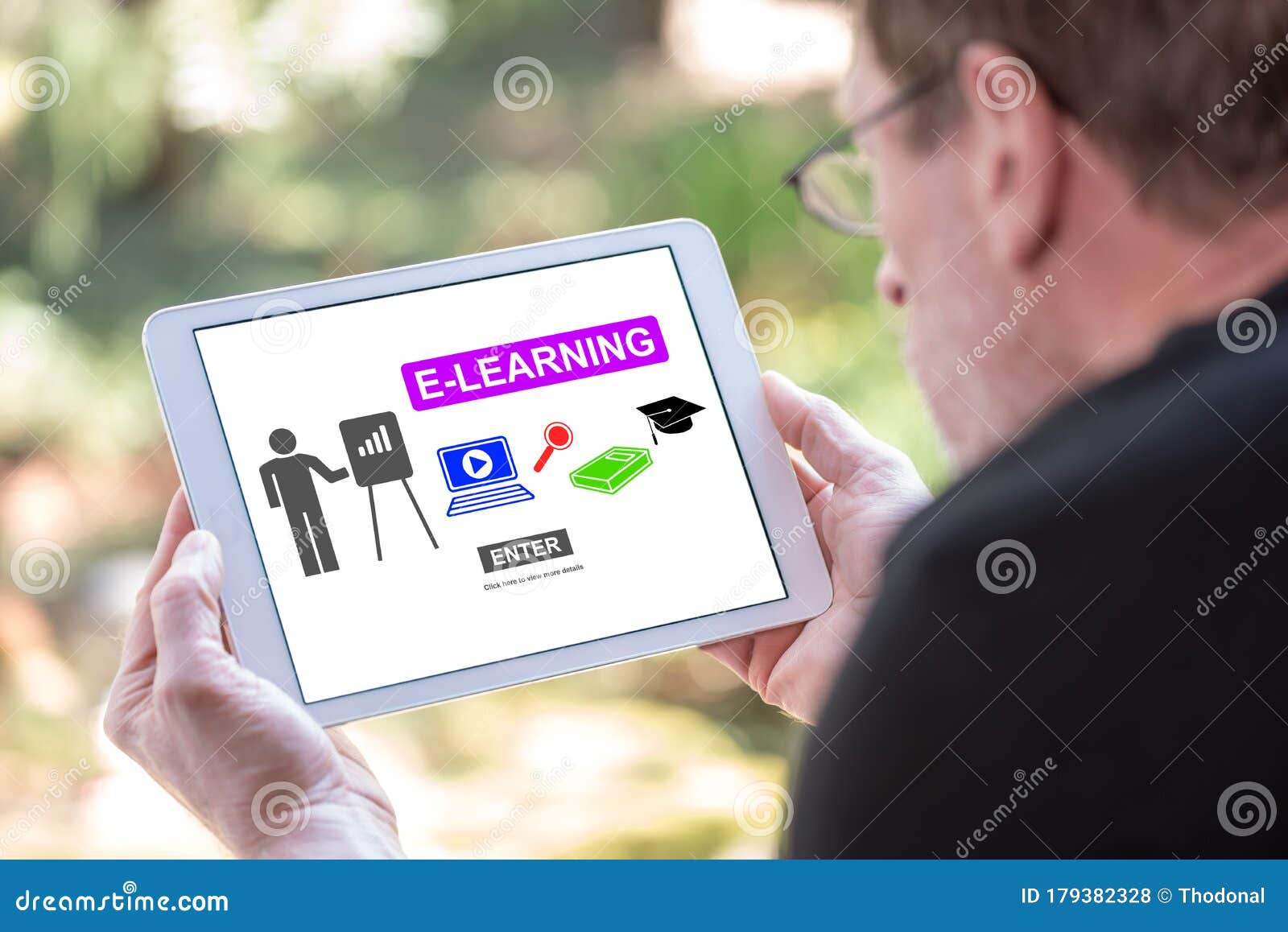 E-learning Concept on a Tablet Stock Photo - Image of communication ...