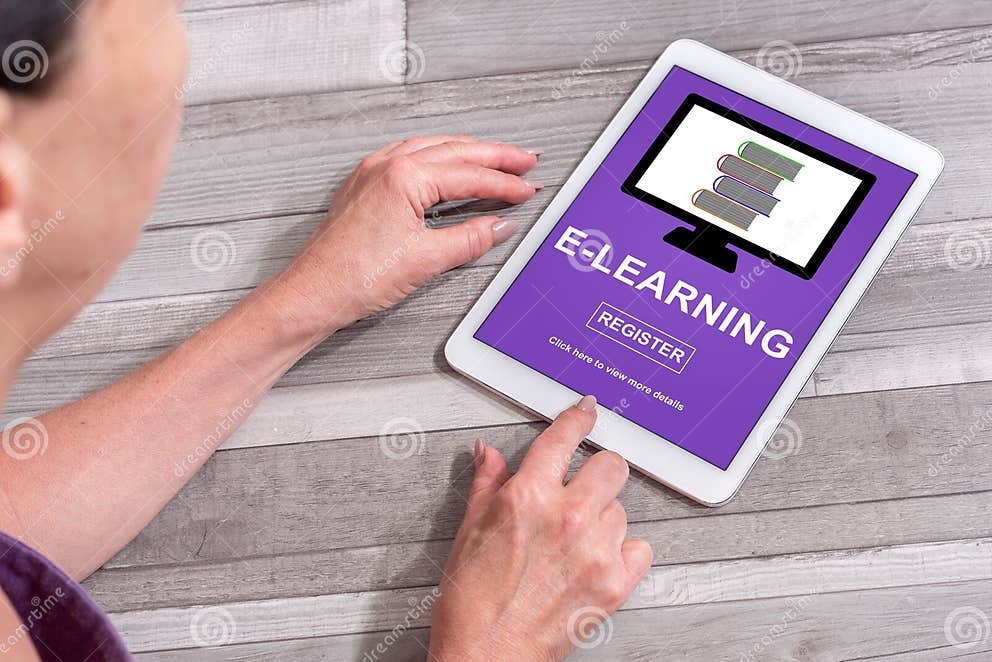 E-learning Concept on a Tablet Stock Image - Image of drawing, training ...