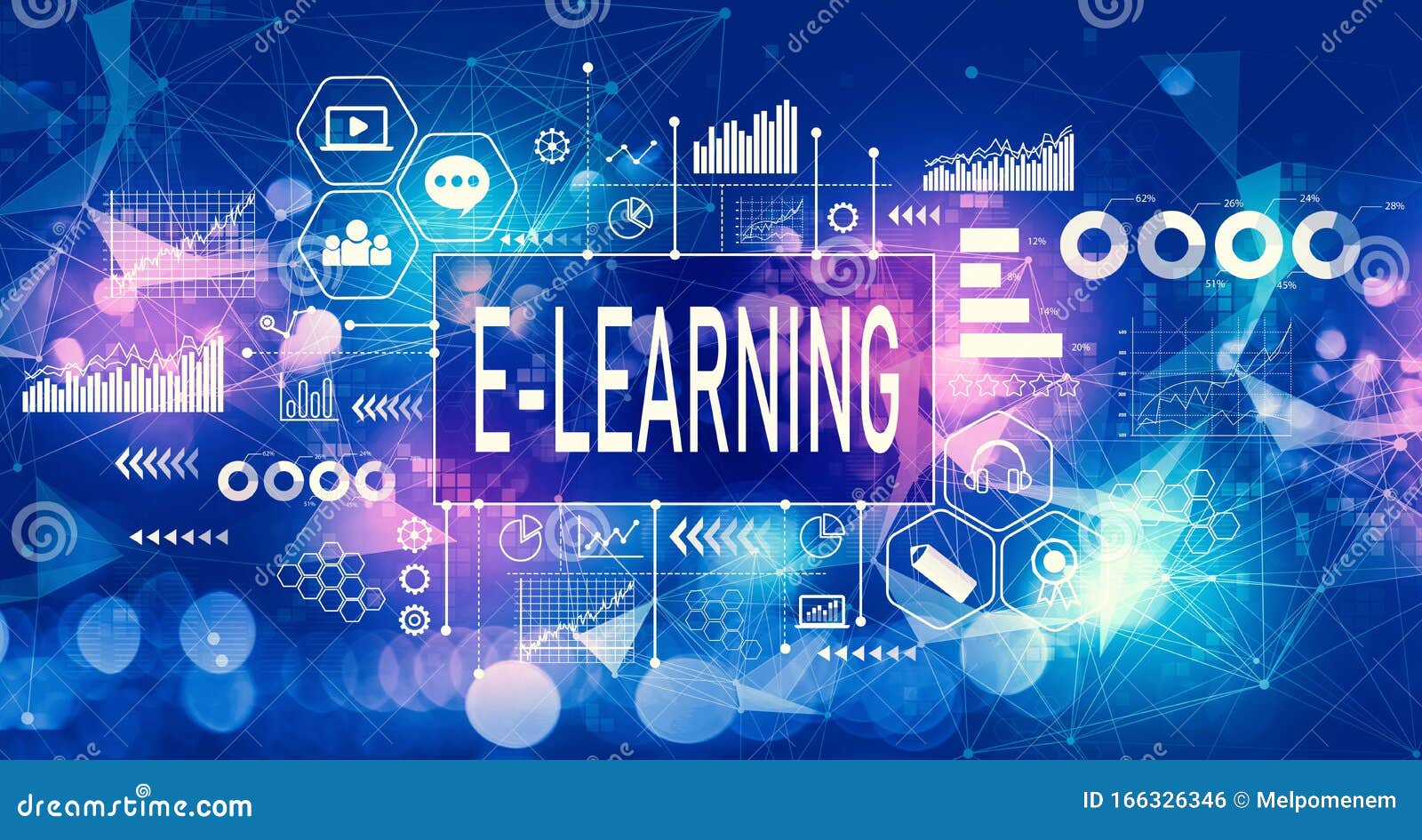 E-learning Concept with Technology Light Background Stock Illustration ...