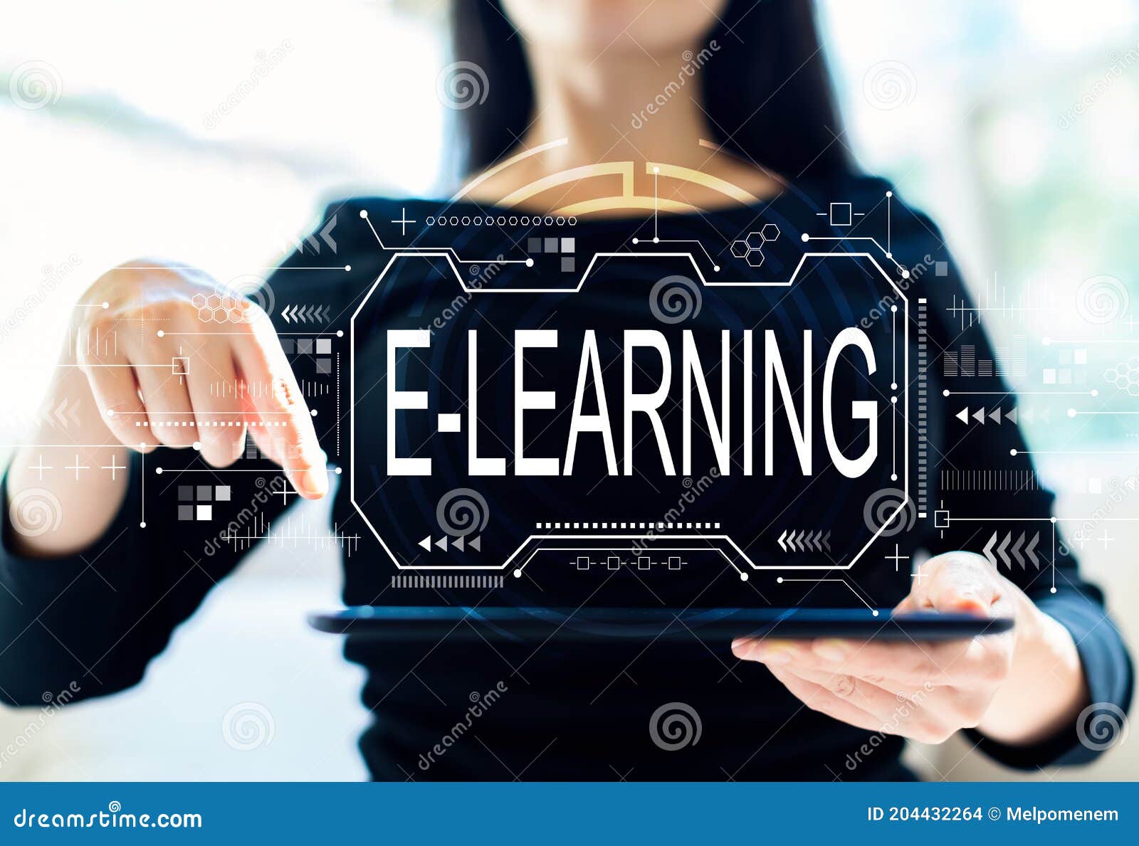 E-learning Concept with Woman Using Tablet Stock Photo - Image of ...