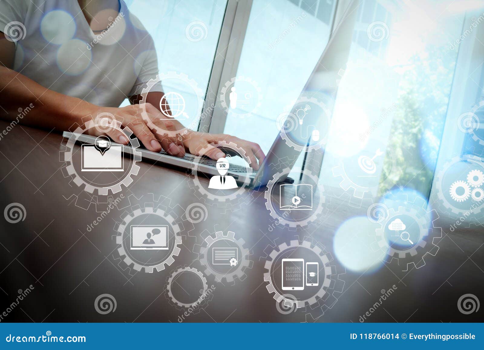 Close Up of Business Man Hand Working on Laptop Computer with so Stock ...