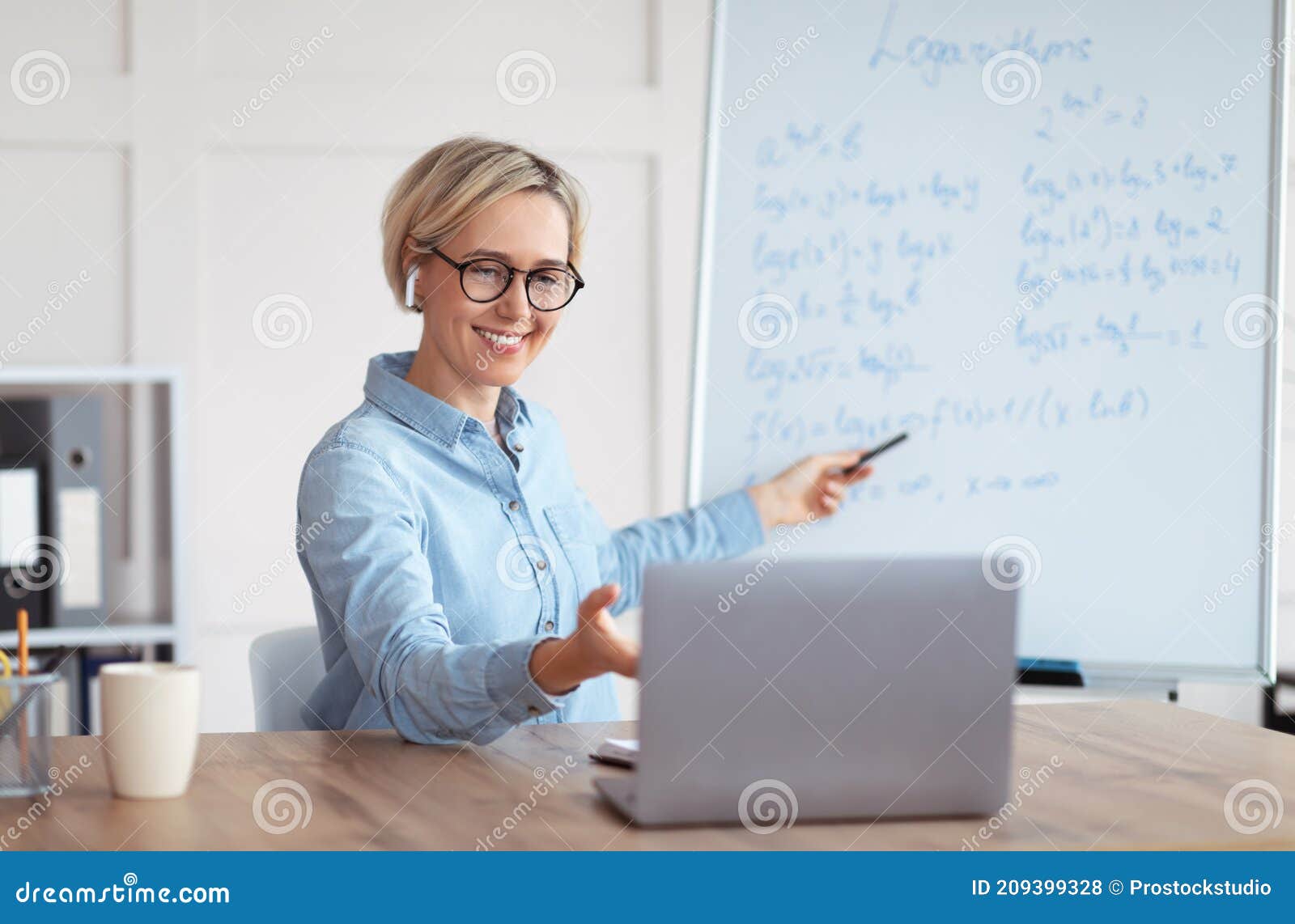 E Learning during Covid Lockdown. College Professor Teaching ...