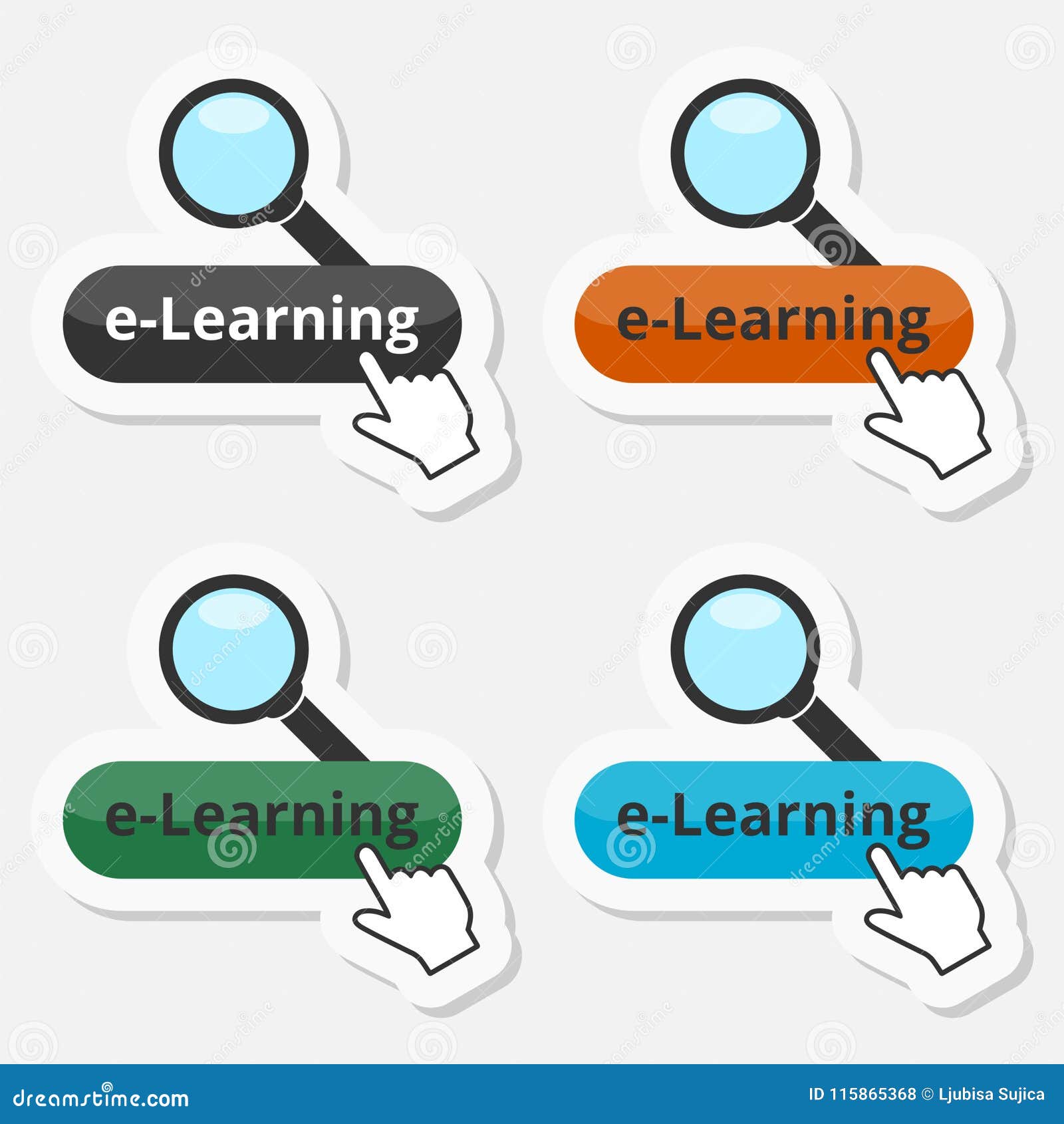 E-learning Design, Education Sticker Set Stock Vector - Illustration of ...