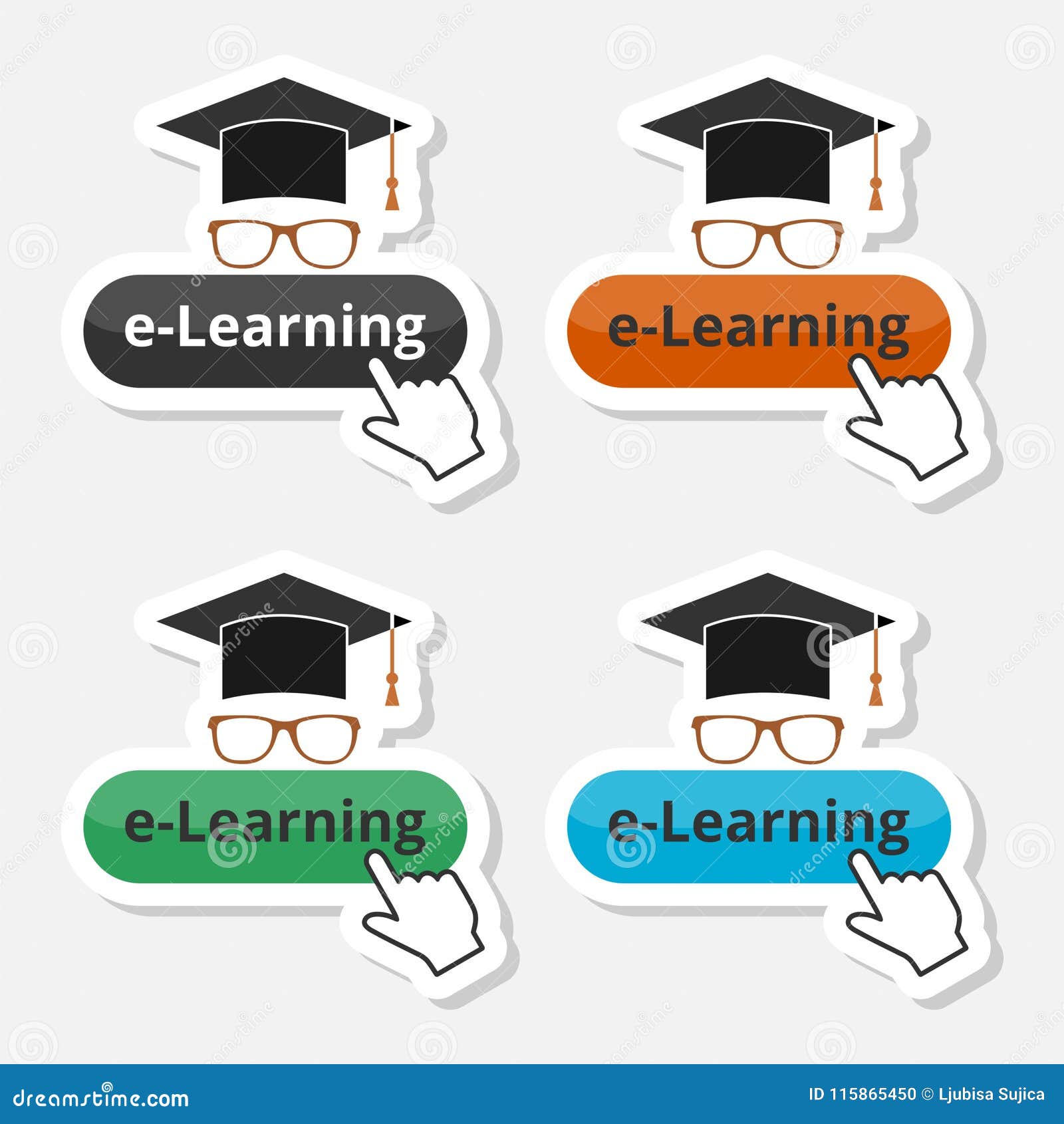 E-learning Design, Education Sticker Set Stock Vector - Illustration of ...