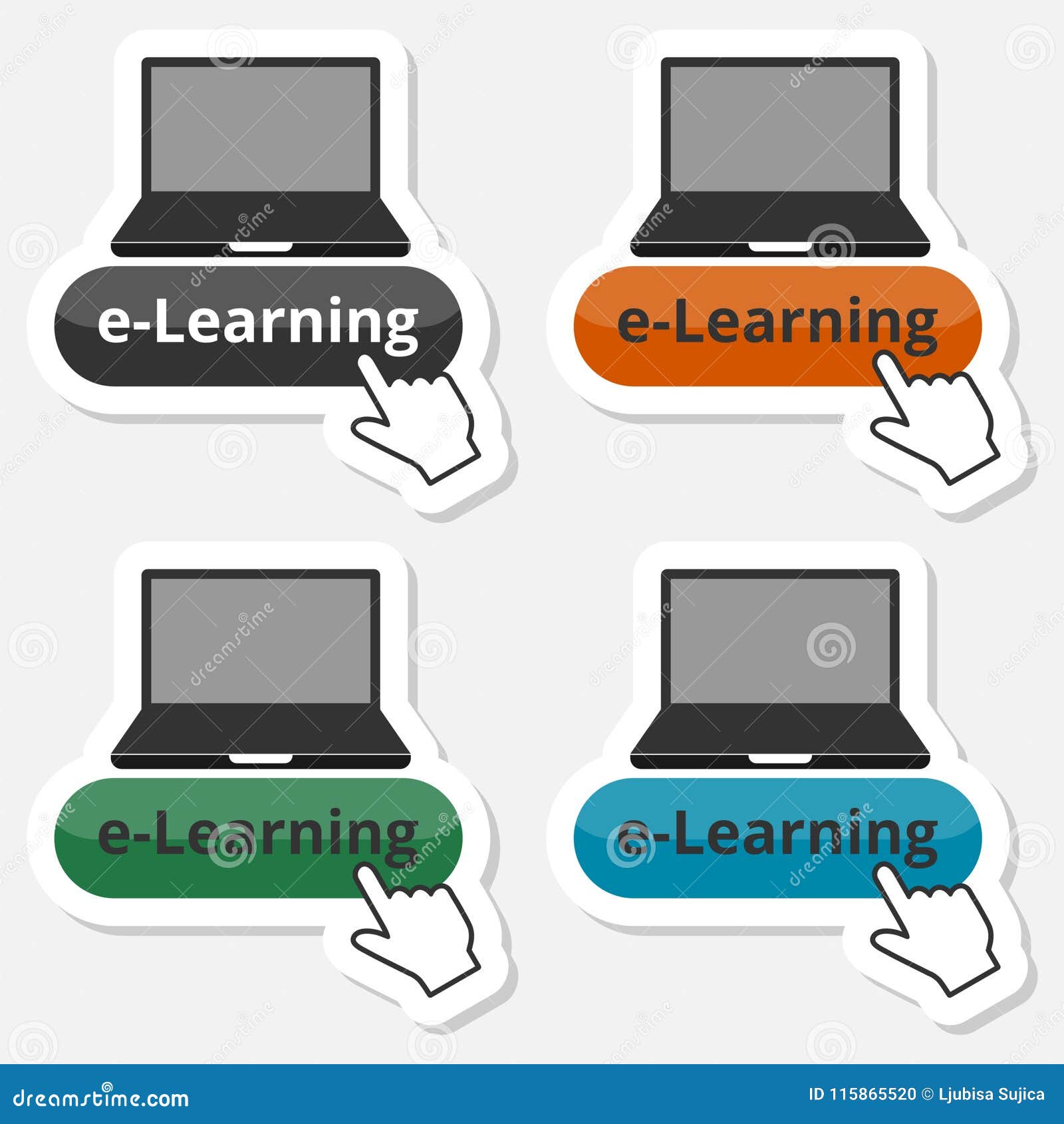 E-learning Design, Education Sticker Set Stock Vector - Illustration of ...