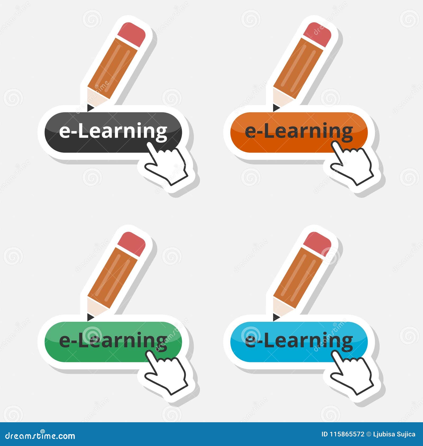 E-learning Design, Education Sticker Set Stock Vector - Illustration of ...