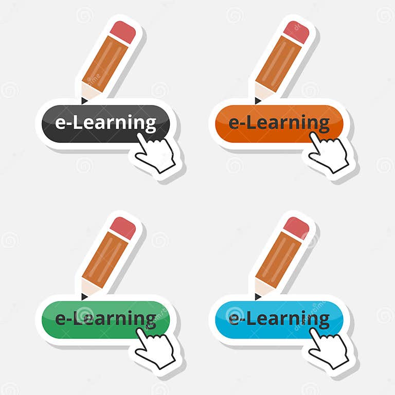 E-learning Design, Education Sticker Set Stock Vector - Illustration of ...