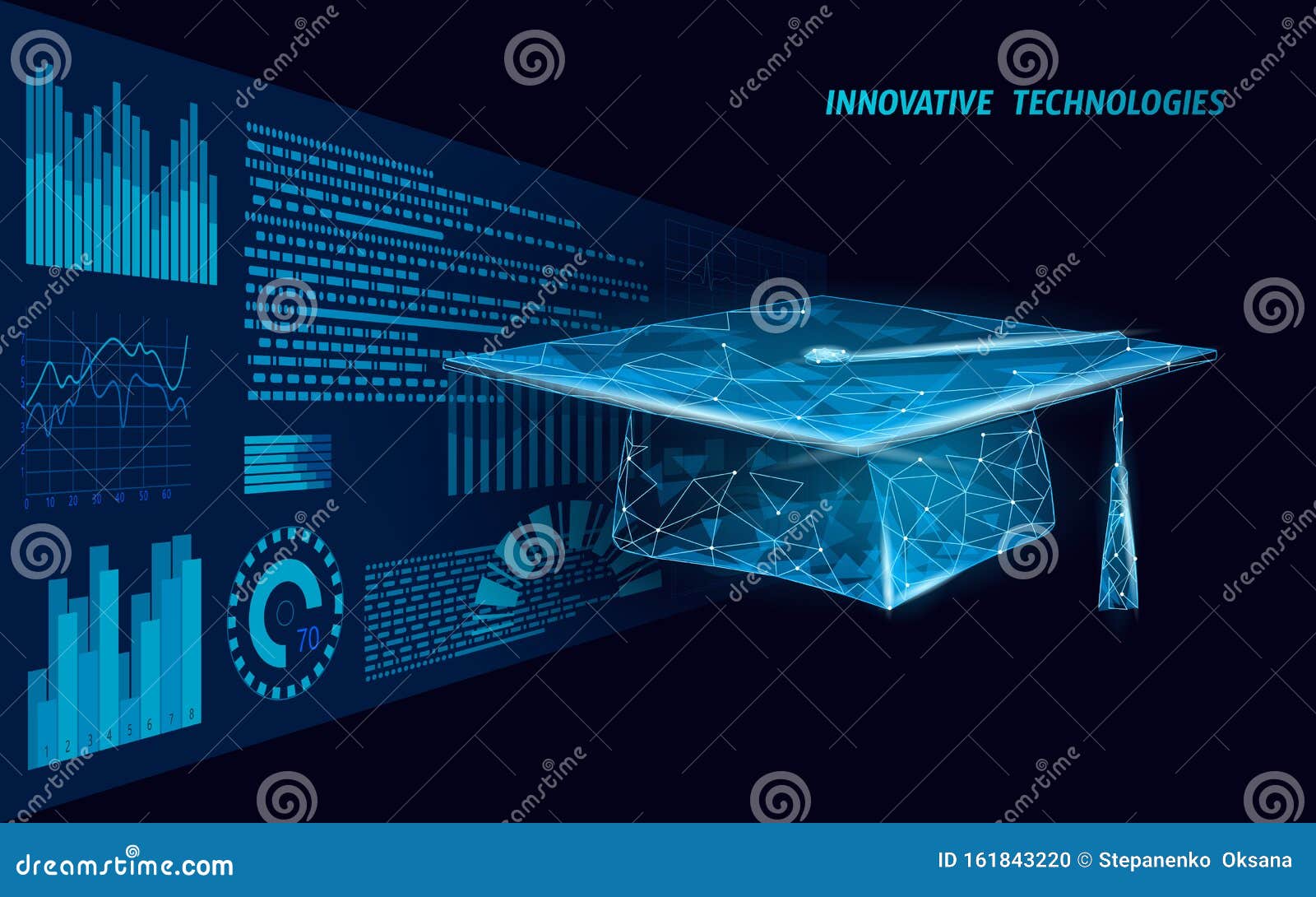 E-learning Distance Graduate Certificate Program Concept. Low Poly 3D ...