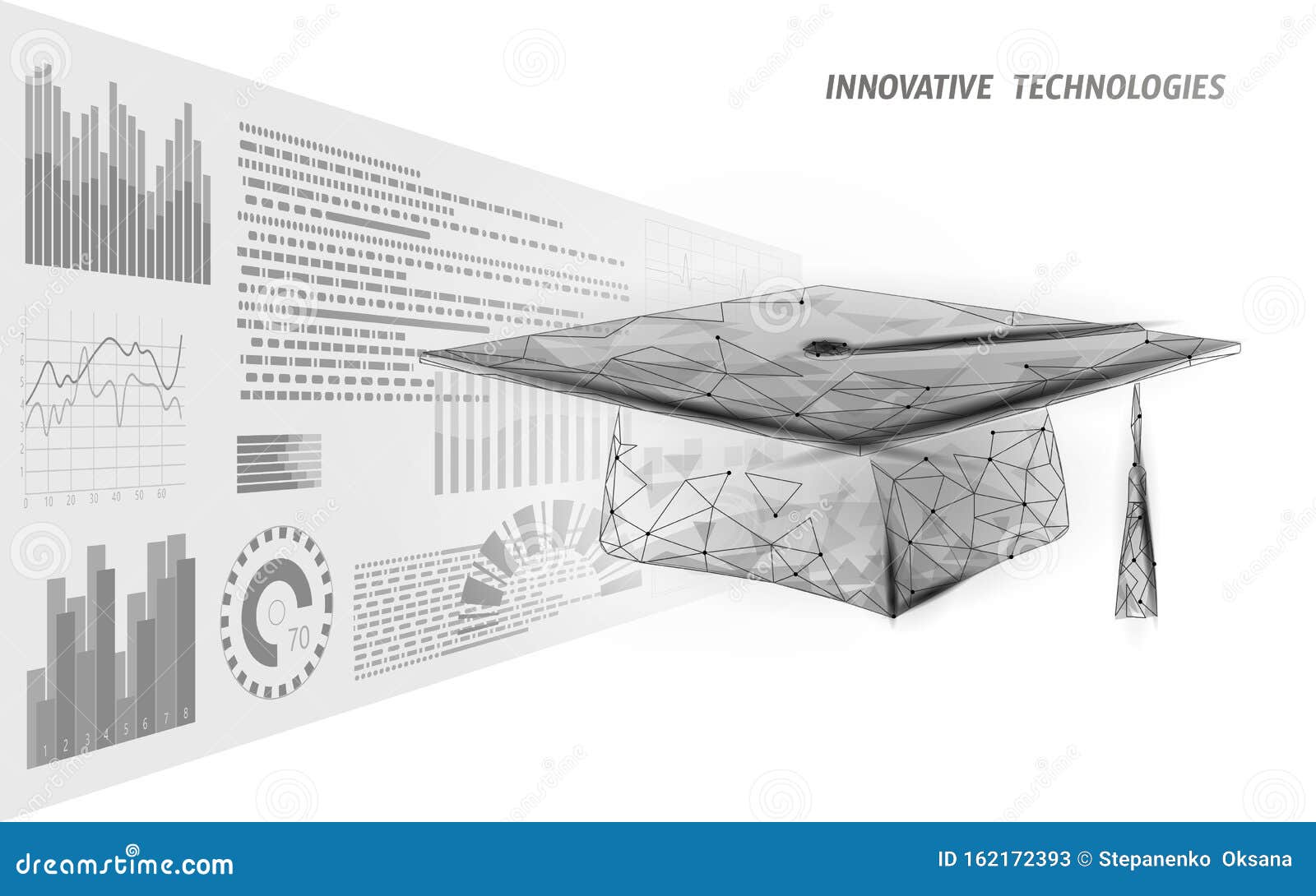 E-learning Distance Graduate Certificate Program Concept. Low Poly 3D ...