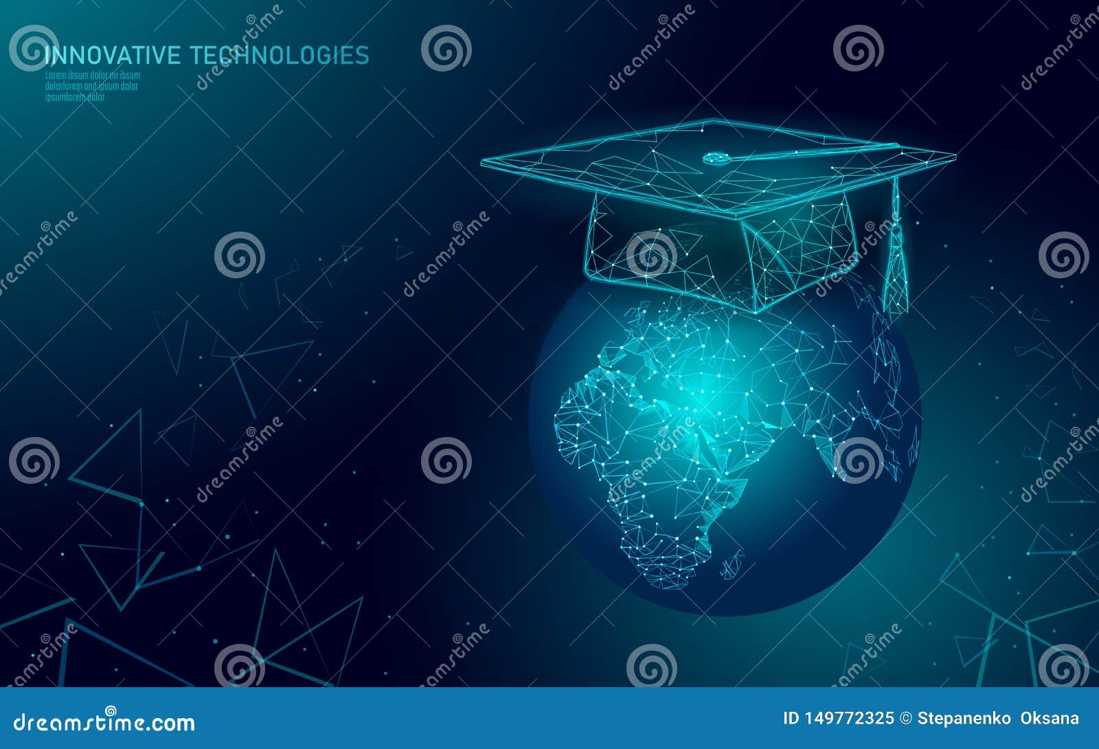 E-learning Distance Graduate Certificate Program Concept. Low Poly 3D ...