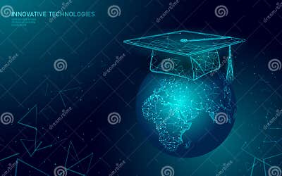 E-learning Distance Graduate Certificate Program Concept. Low Poly 3D ...