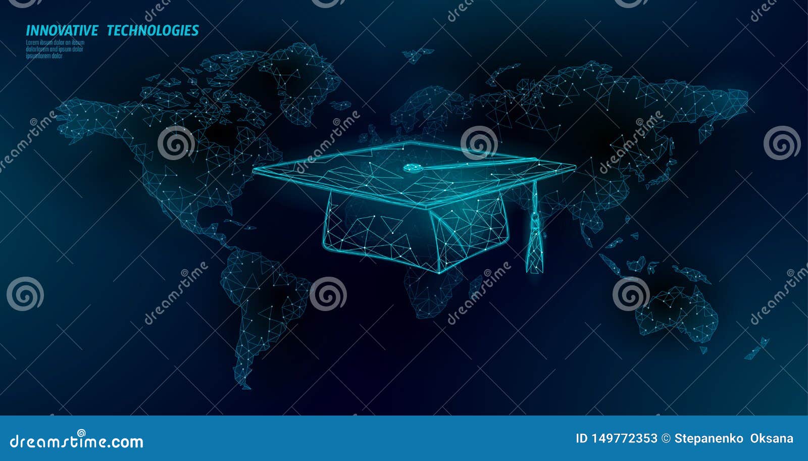 E-learning Distance Graduate Certificate Program Concept. Low Poly 3D ...