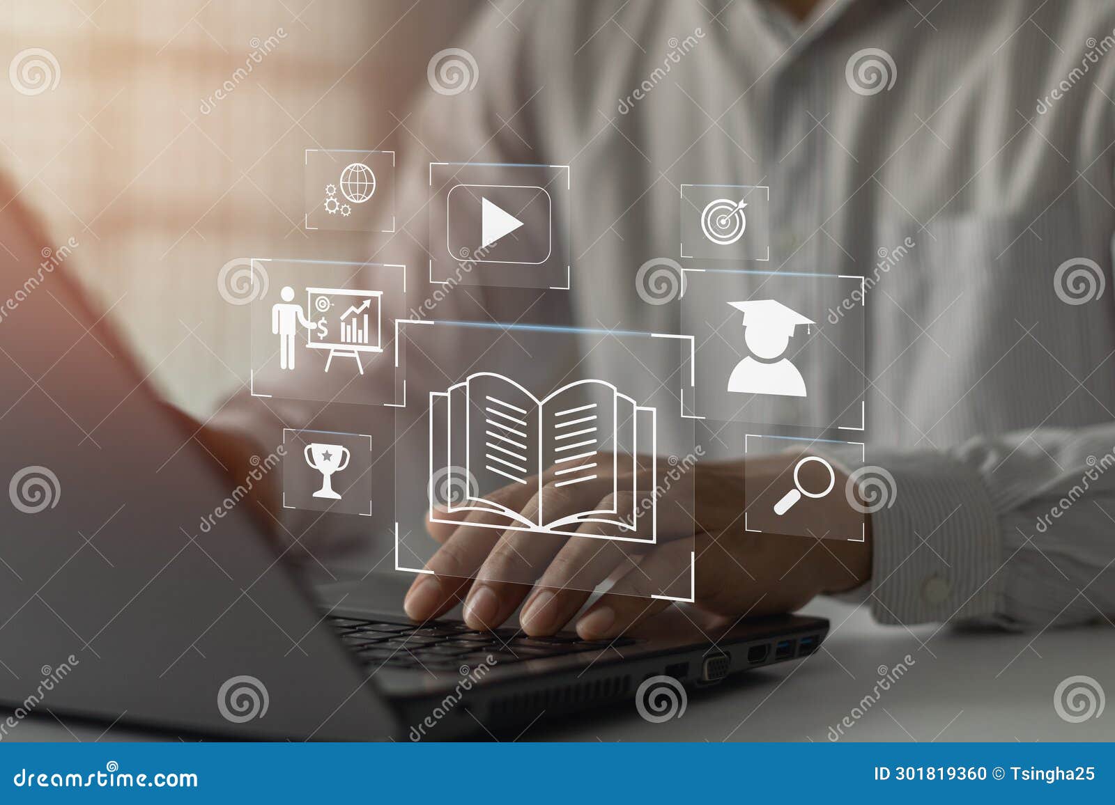 E-learning Education Concept, Learn on Internet, Online Webinar ...