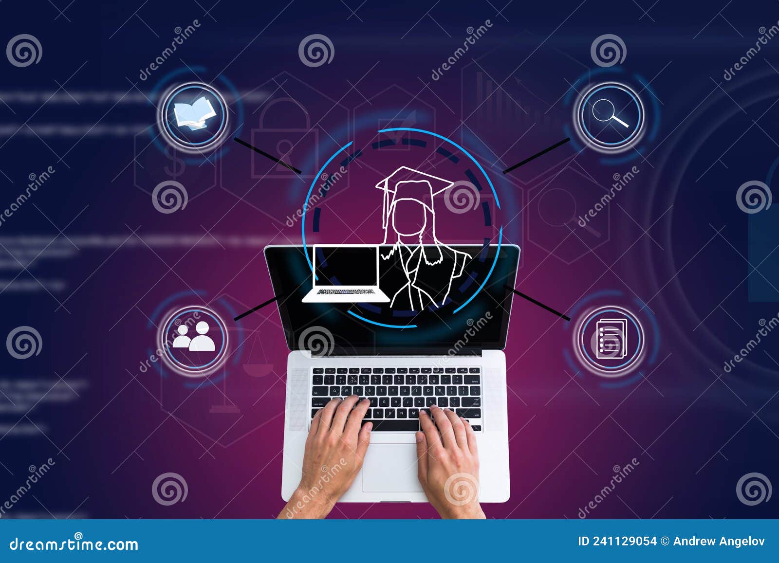 E-learning Education Concept, Learning Online with Webinar, Video ...