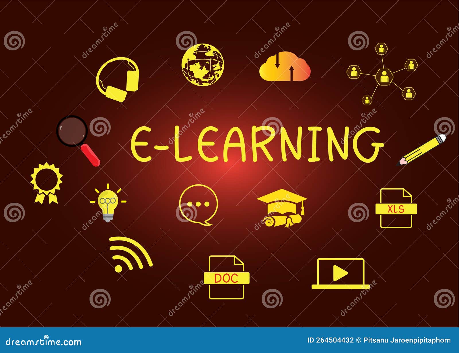 E-learning Education Concept Online Learning with Webinars, Video ...