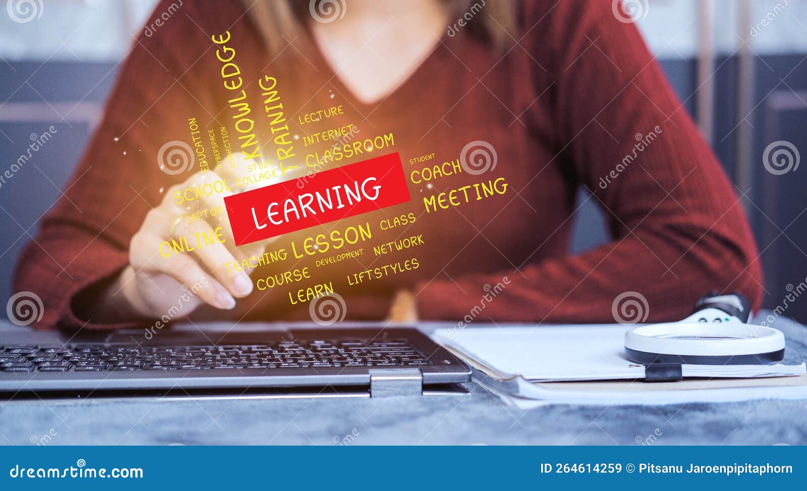 E-learning Education Concept Online Learning with Webinars, Video ...