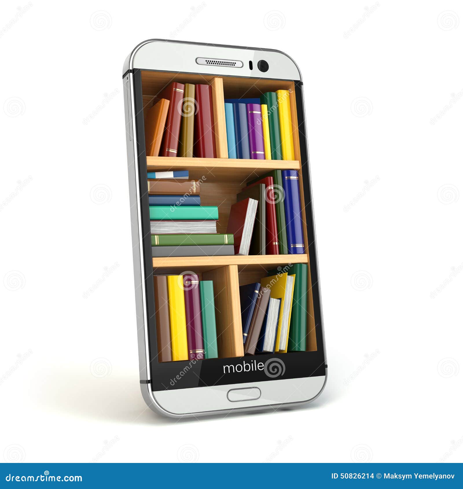 E-learning Education or Internet Library Concept. Smartphone and Stock ...