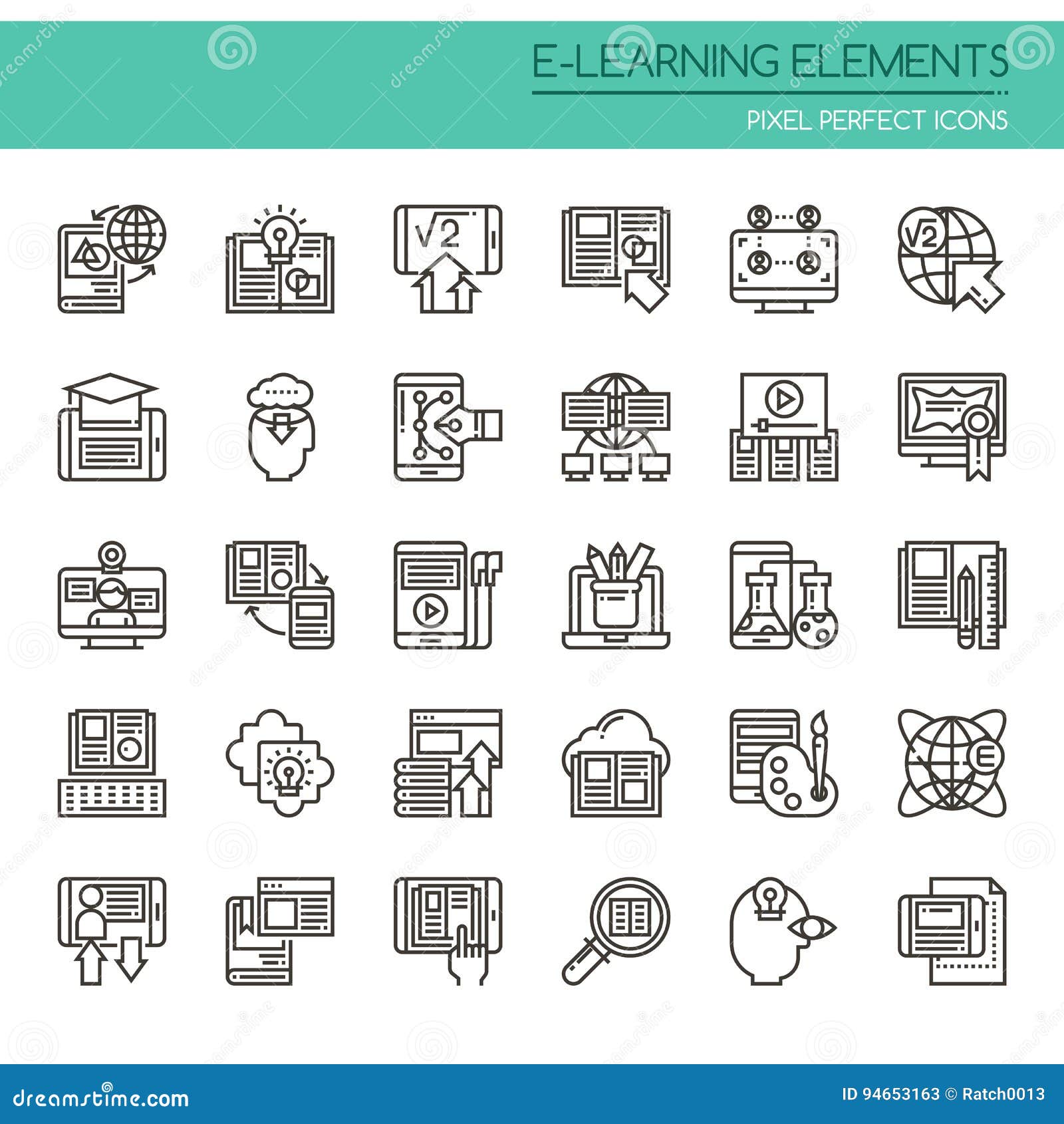 E-learning Elements stock vector. Illustration of research - 94653163